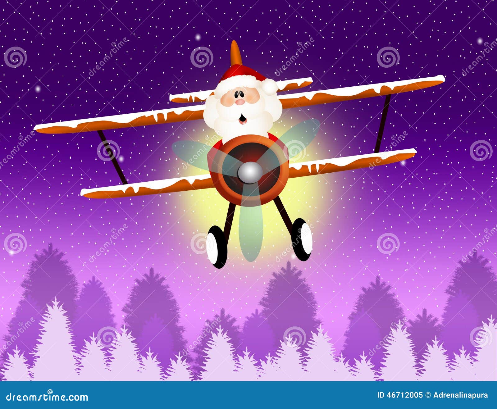 Santa Claus on airplane stock illustration. Illustration of snow - 46712005