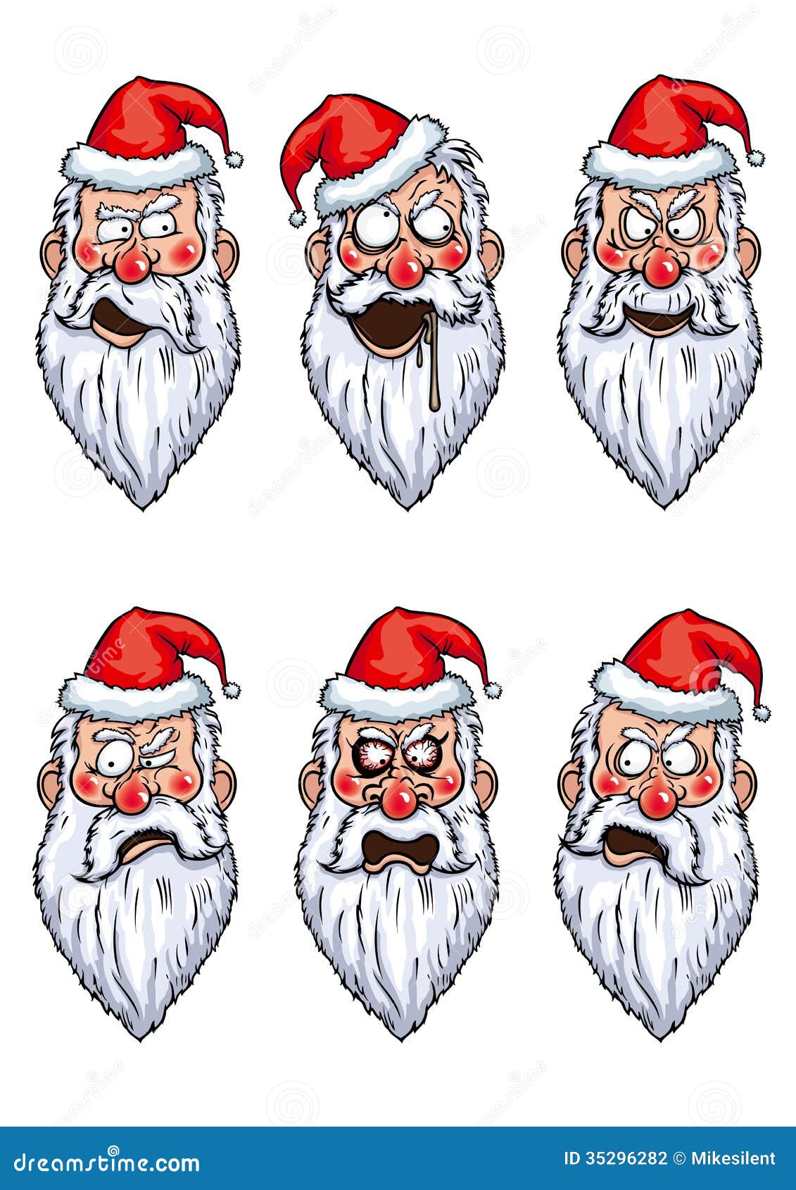 Santa Claus Angry Emotions Set Stock Vector - Illustration of ...