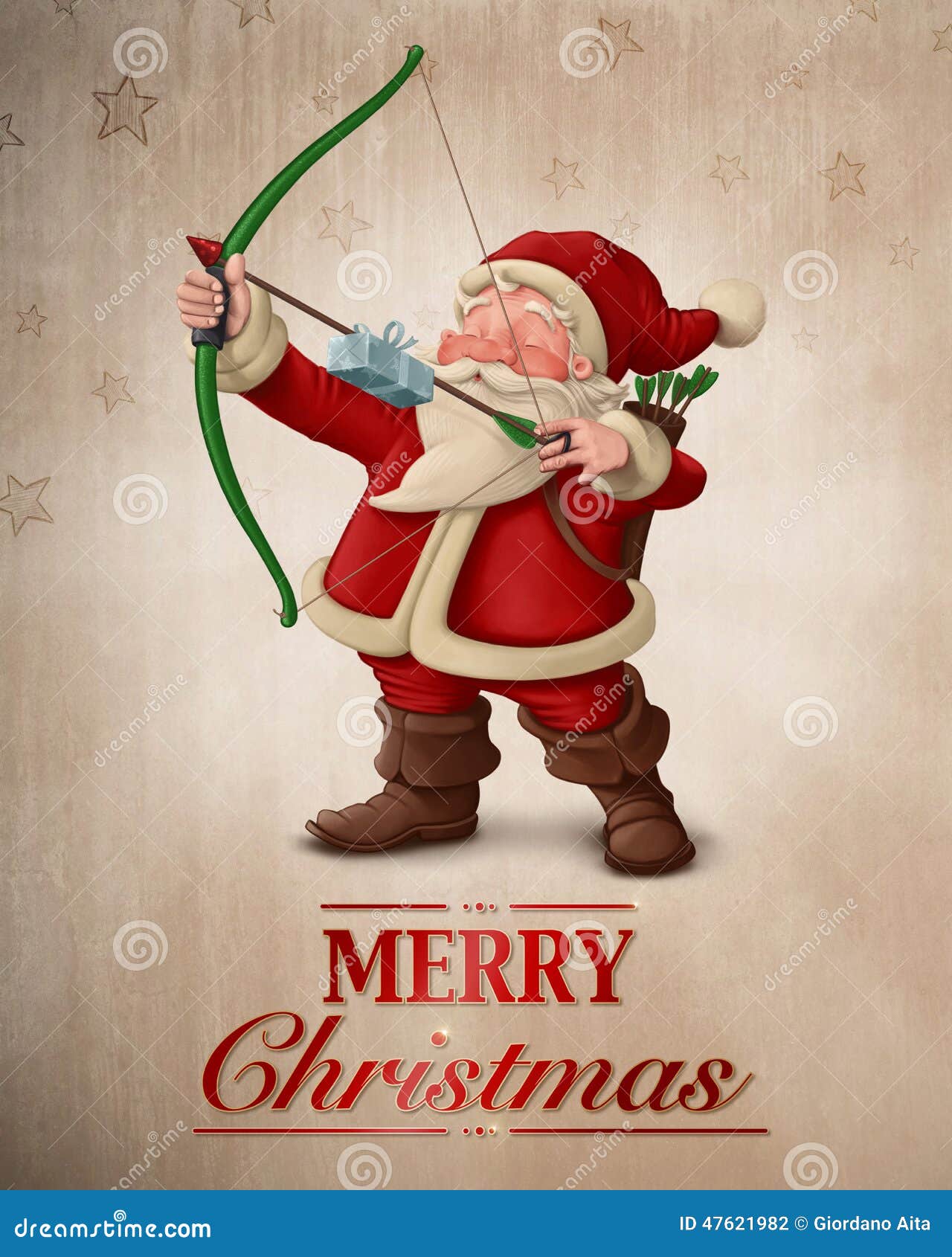 Santa Claus Archer Greeting Card Stock Illustration - Illustration of ...