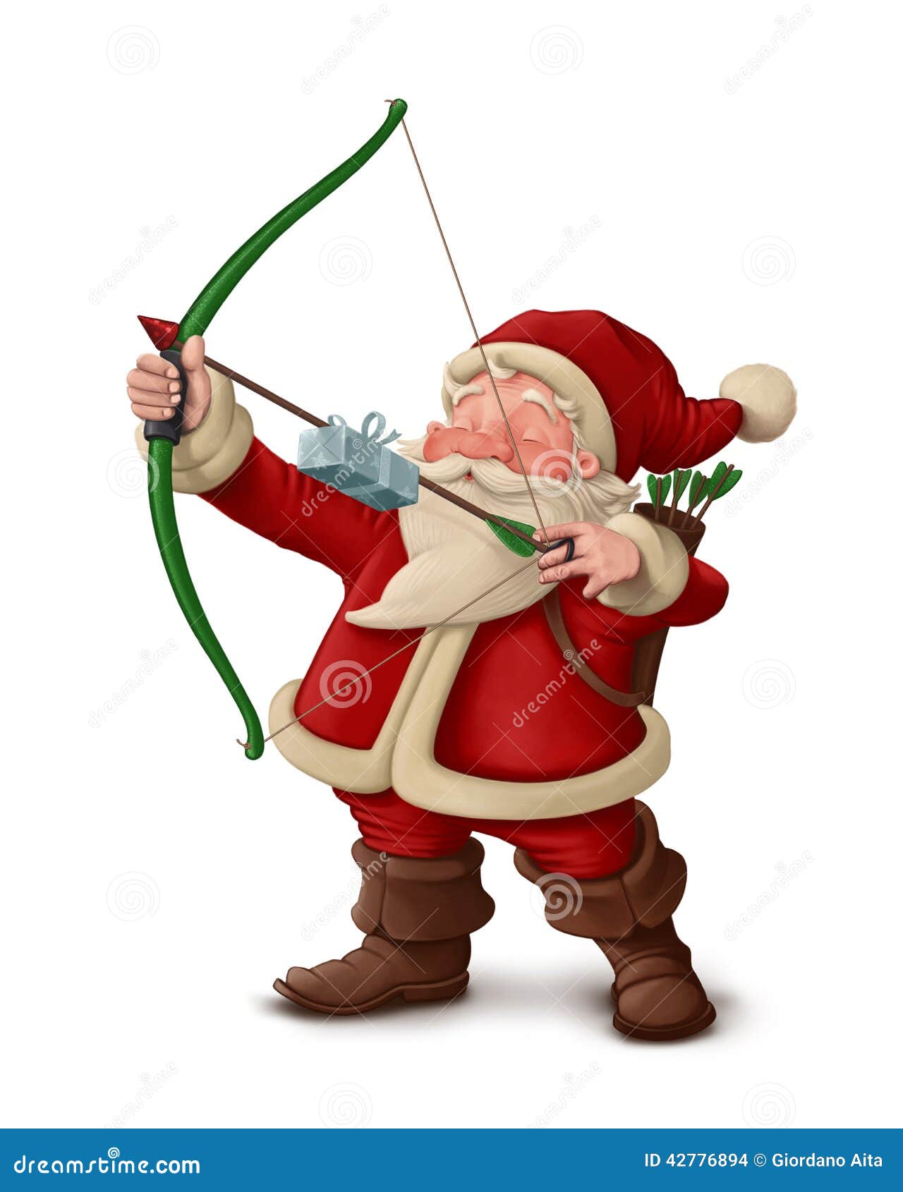 Santa Claus Archer - White Background Stock Illustration - Illustration ...