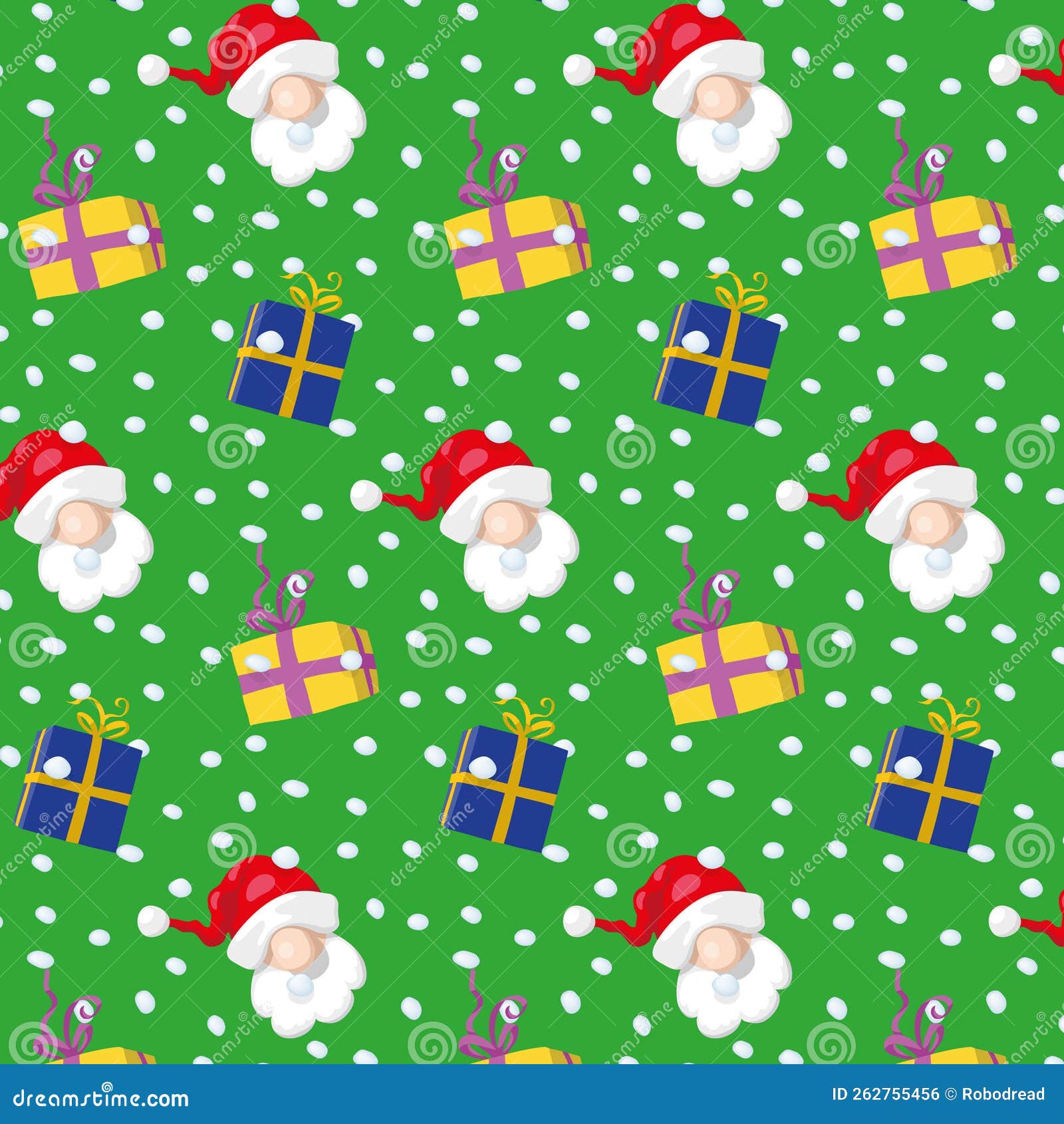 Santa Claus, Background with Seamless Pattern, Vector Illustration ...