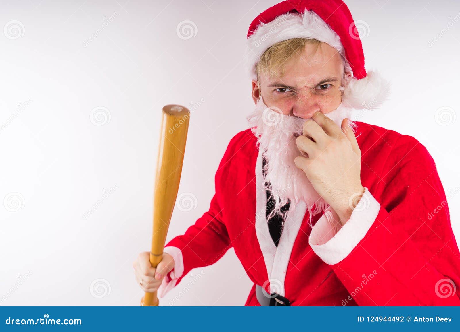 Santa Claus with a Baseball Bat, the Concept of an Evil Santa Claus for ...