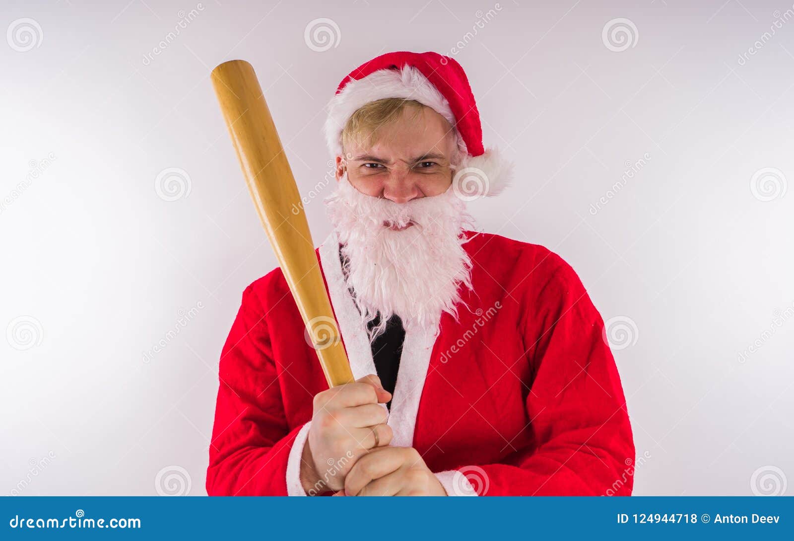 Santa Claus with a Baseball Bat, the Concept of an Evil Santa Claus for ...