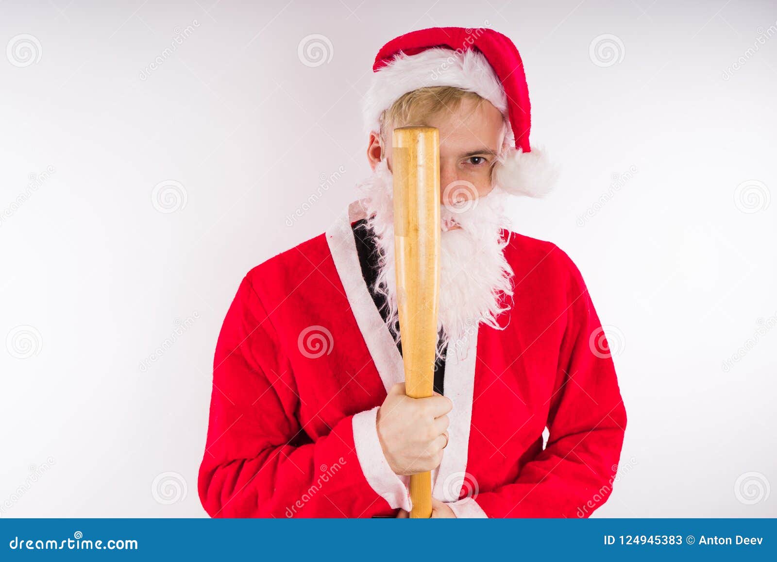 Santa Claus with a Baseball Bat, the Concept of an Evil Santa Claus for ...