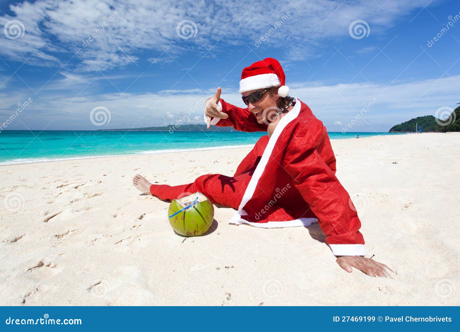 Santa Claus on Beach Relaxing Stock Image - Image of happy, exotic ...