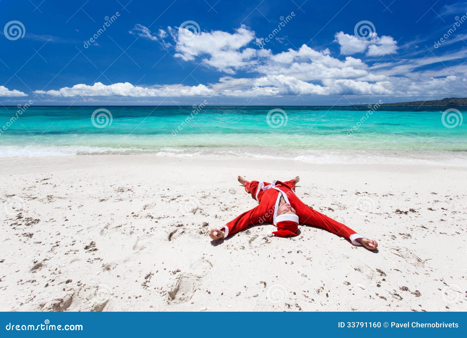 Santa Claus on beach stock photo. Image of horizon, beach - 33791160