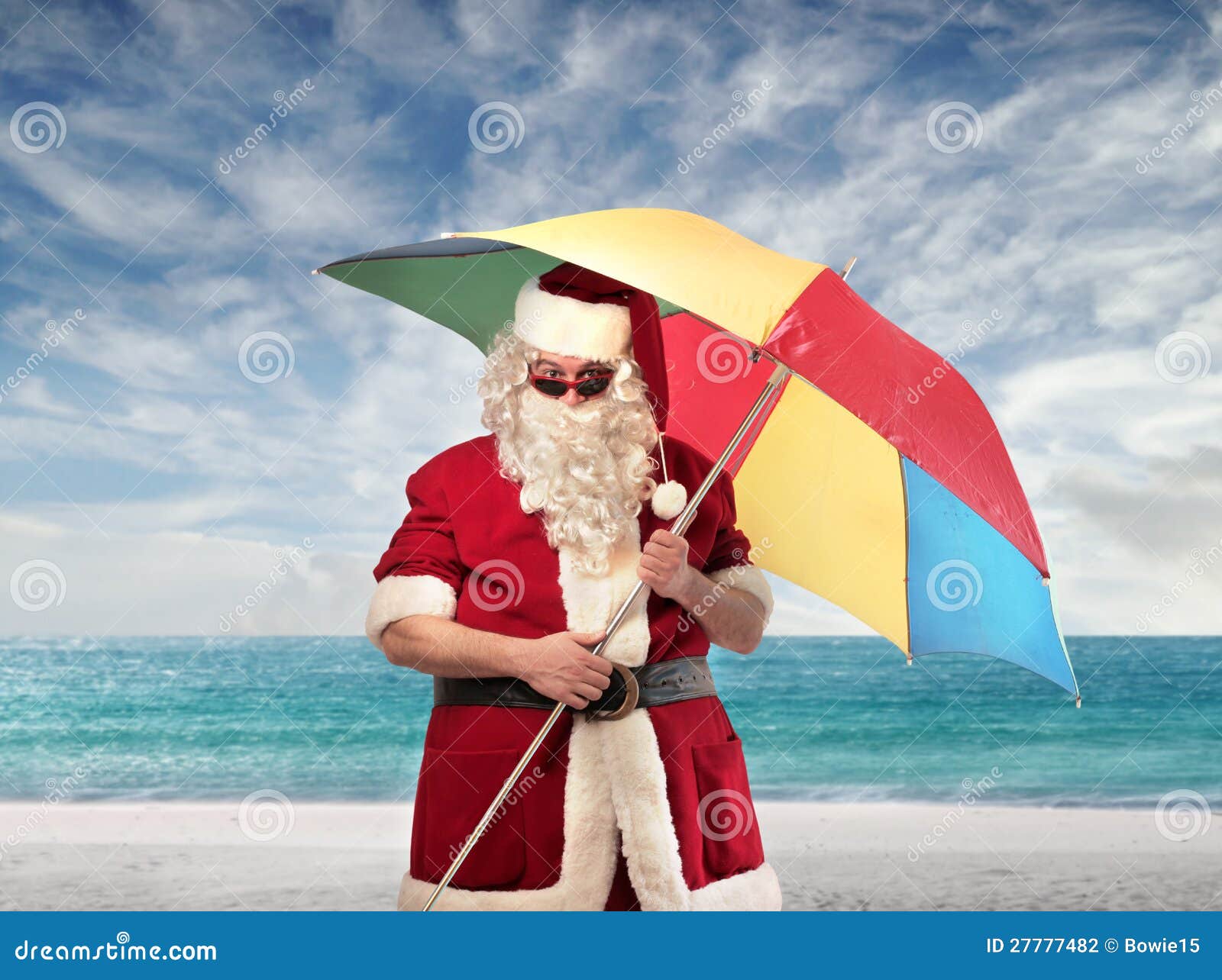 Santa Claus Beach Umbrella stock photo. Image of claus - 27777482