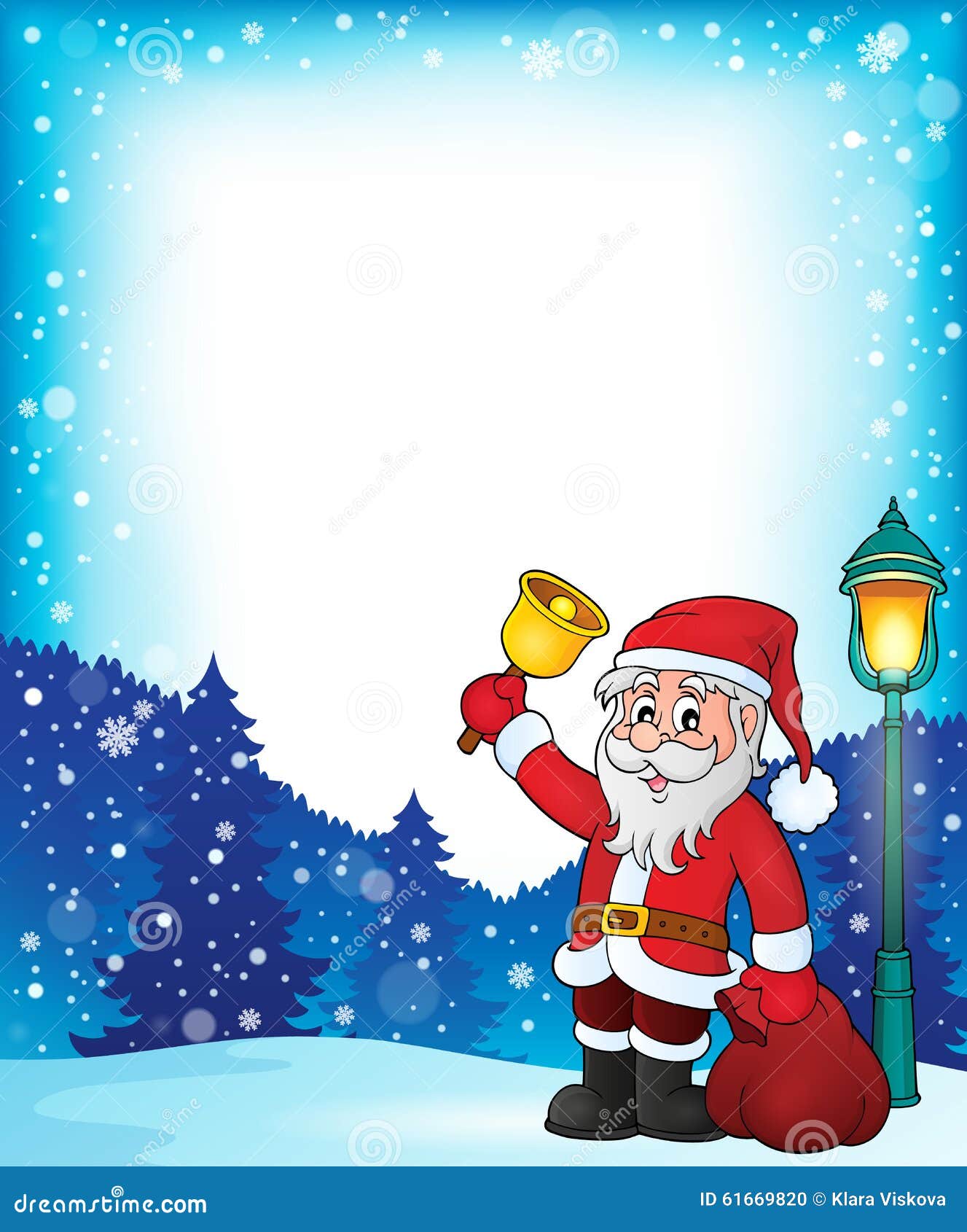 Santa Claus with Bell Theme Frame 1 Stock Vector - Illustration of ...