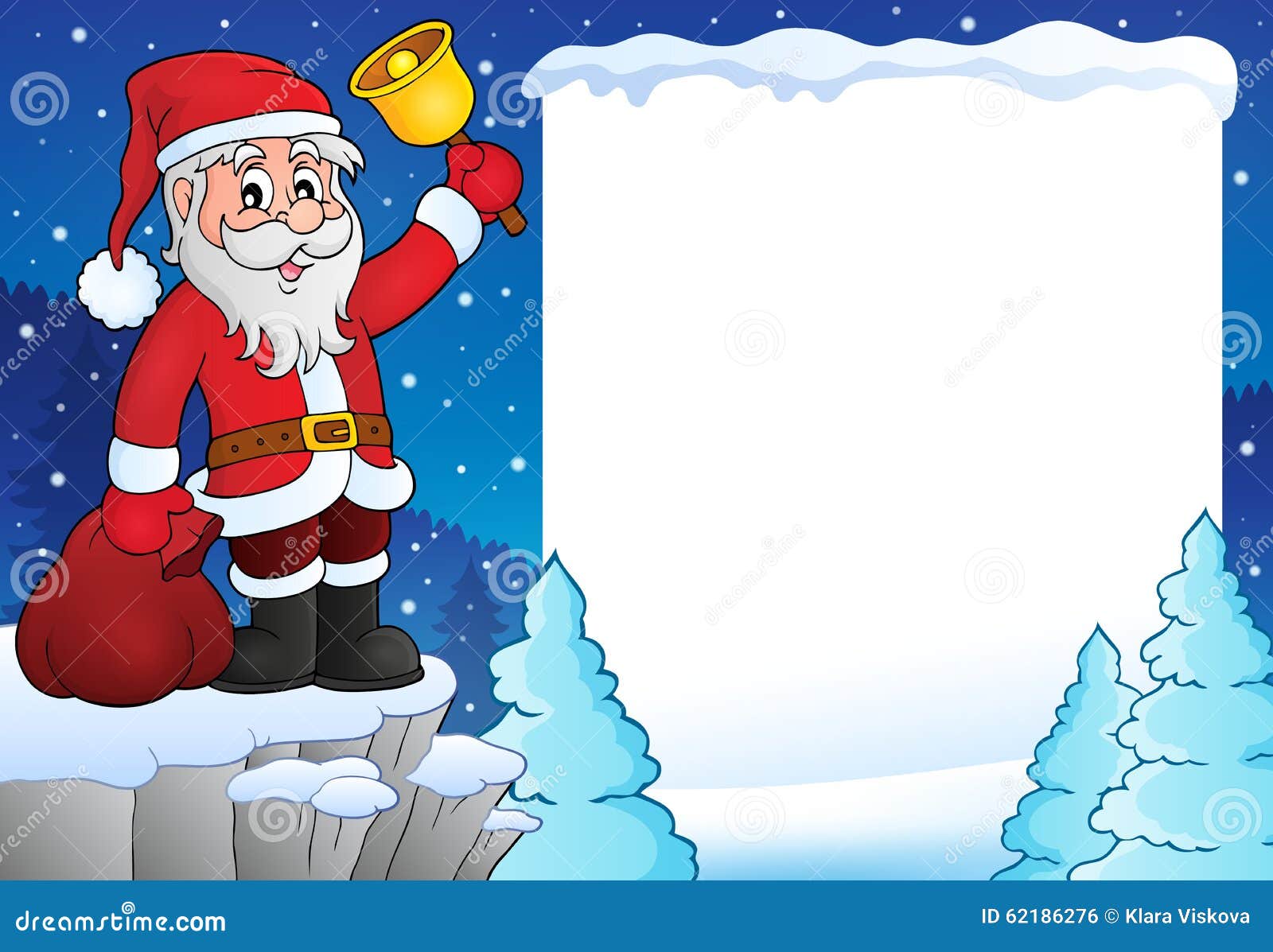 Santa Claus with Bell Theme Frame 3 Stock Vector - Illustration of draw ...