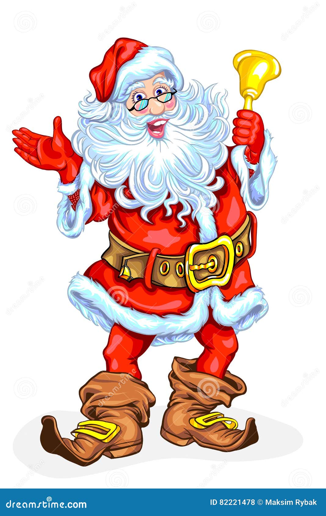 Santa Claus with a bell stock vector. Illustration of gift - 82221478