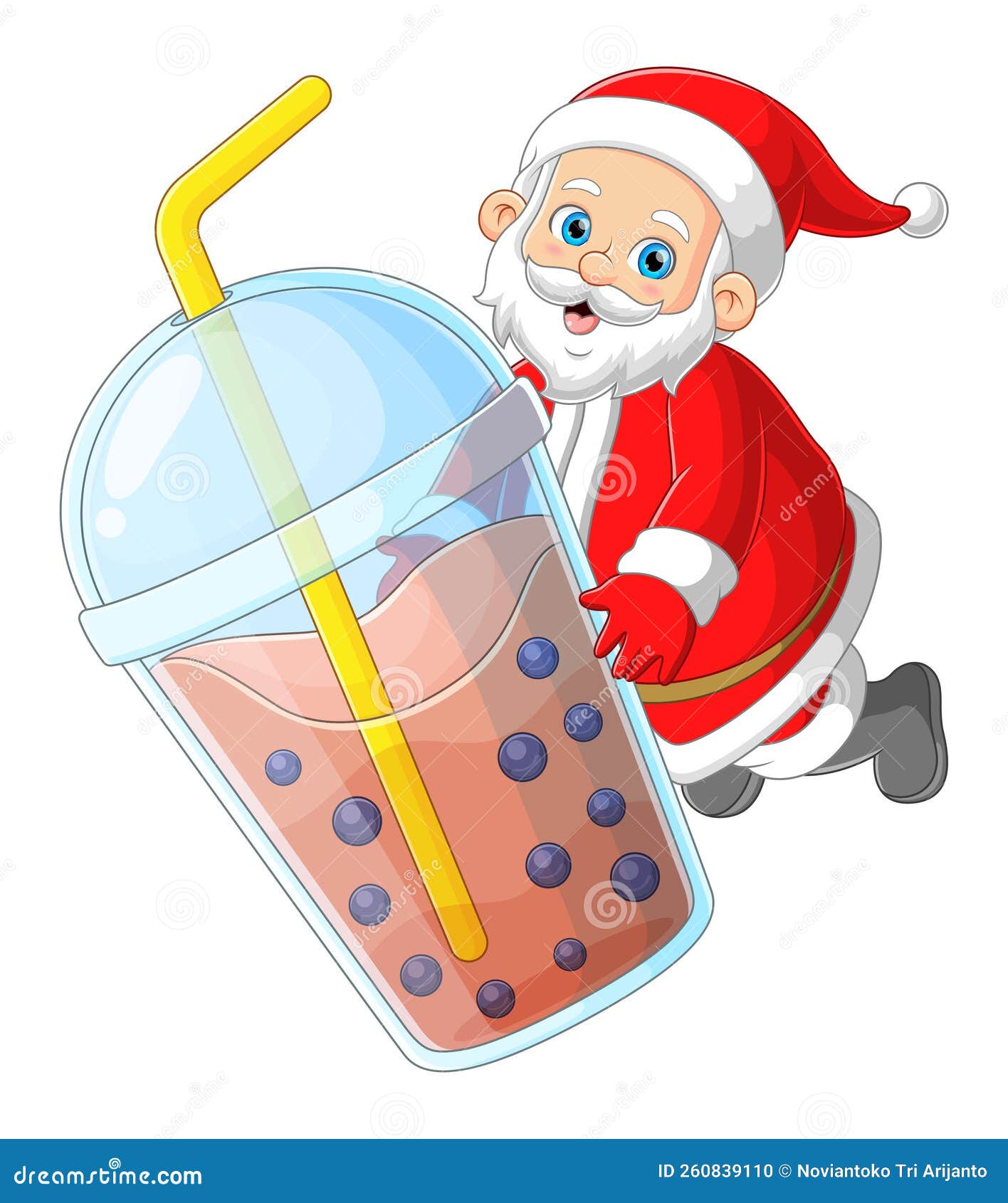 Santa Claus with Big Bubble Tea Drink Stock Vector - Illustration of ...