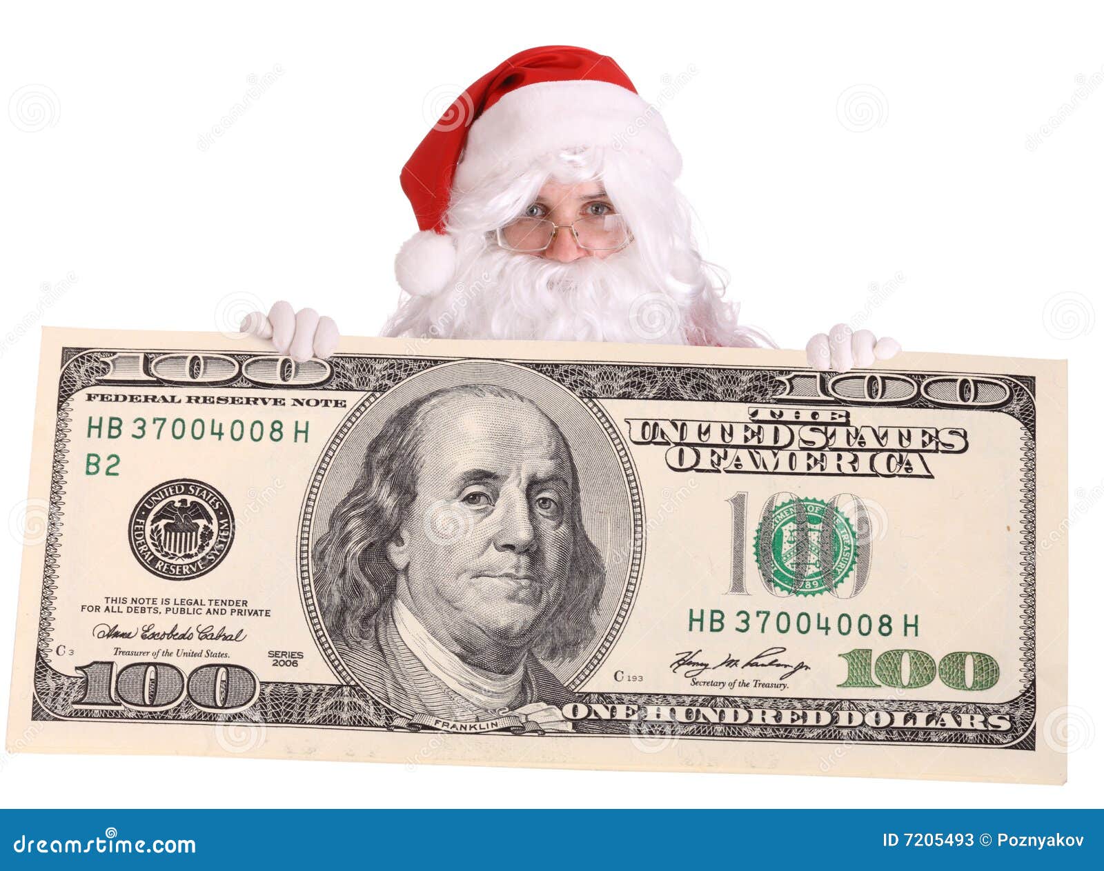 Santa Claus with Big Dollar Banknote. Stock Image - Image of money ...