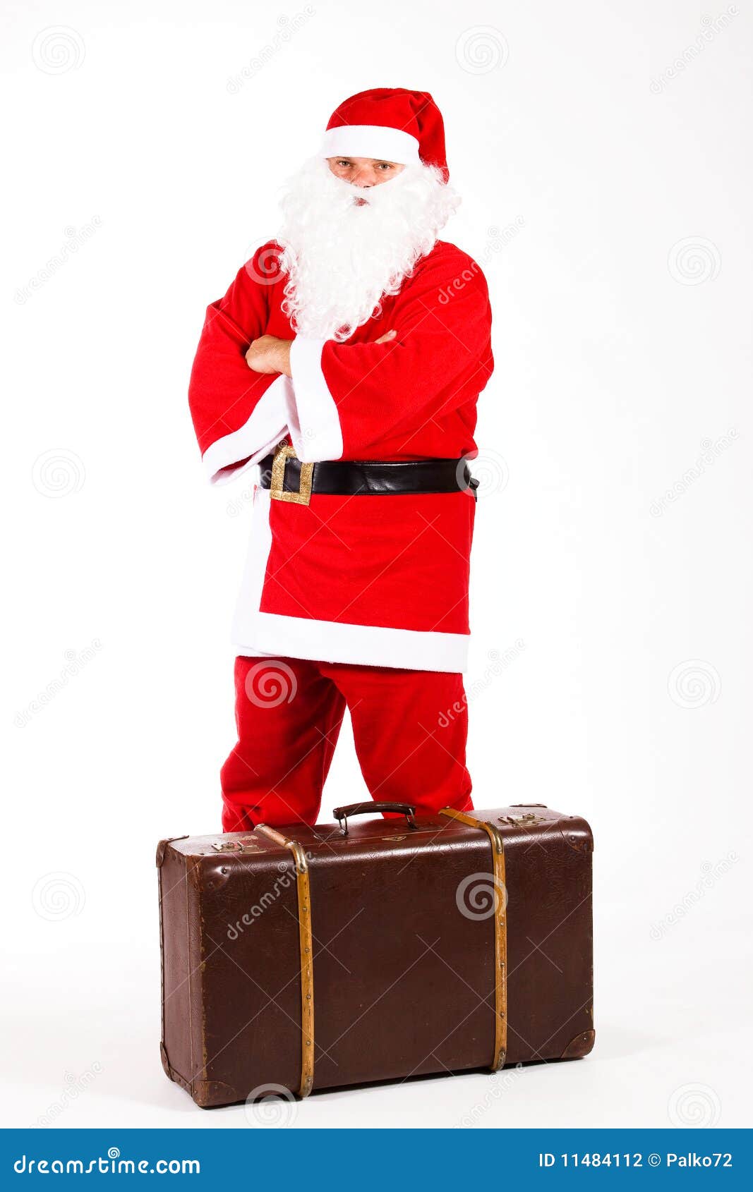 Santa Claus with a Big Suitcase Stock Photo - Image of present, costume ...