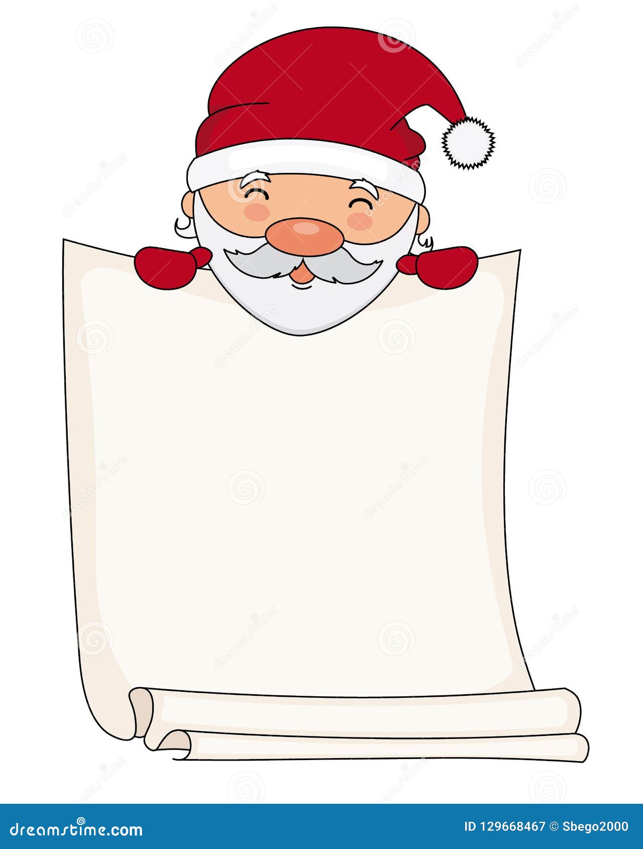 Santa Claus with Blank Sheet for Text Stock Vector - Illustration of ...