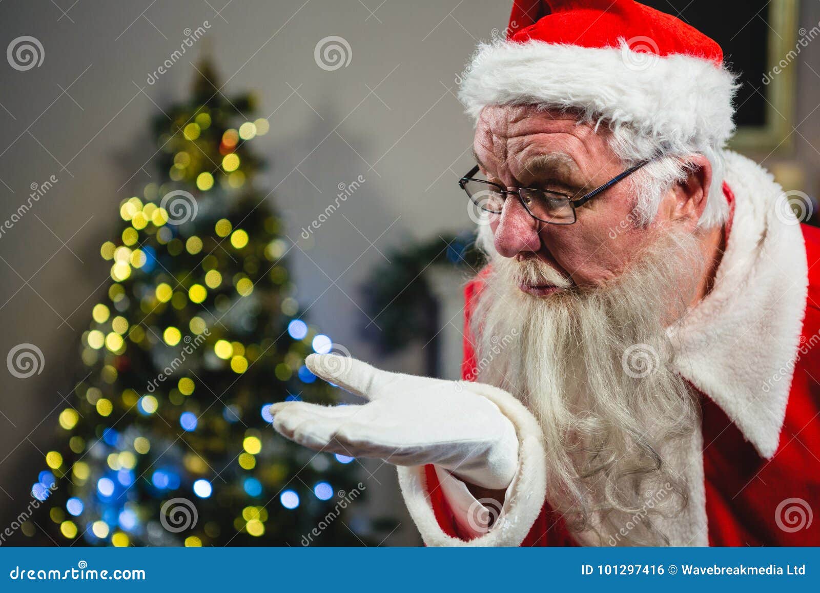 Santa Claus blowing kiss stock photo. Image of holiday - 101297416