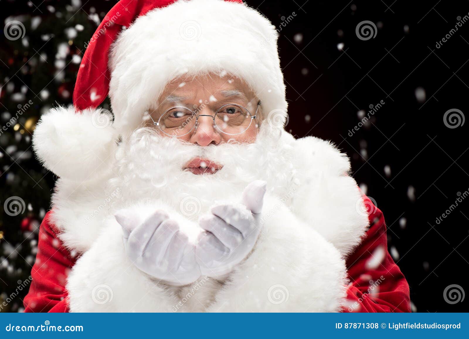 Santa Claus Blowing Snowflakes Stock Photo - Image of snow, happy: 87871308