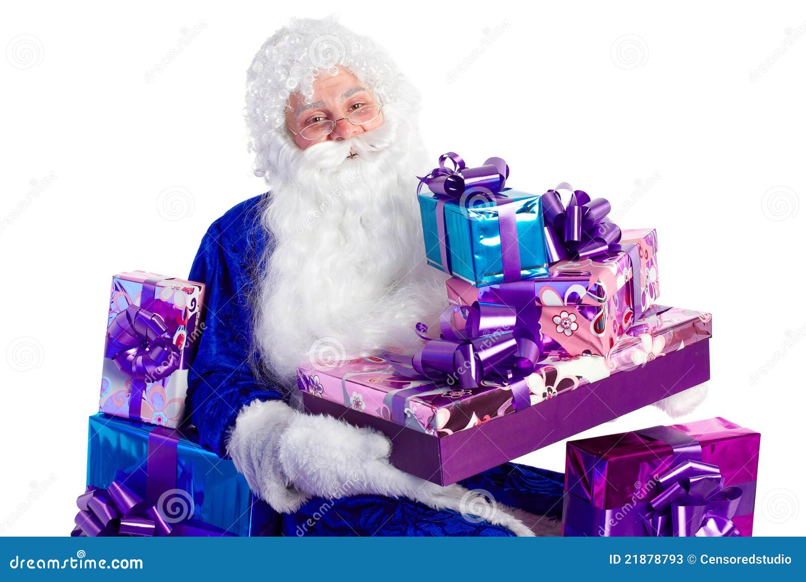 Santa Claus in Blue with Presents Stock Image - Image of fairy, cold ...