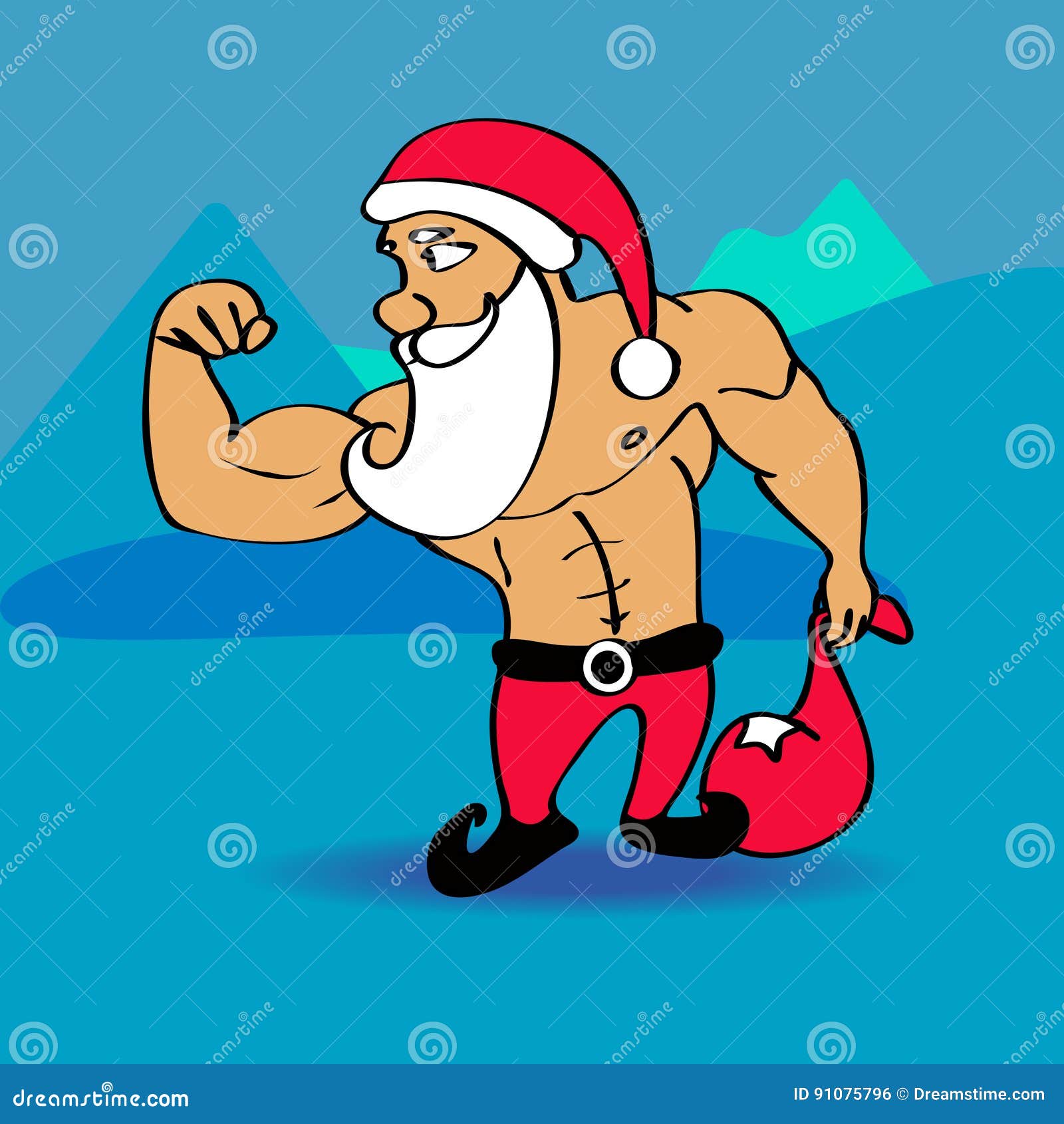 Santa Claus Bodybuilder stock vector. Illustration of beard - 91075796