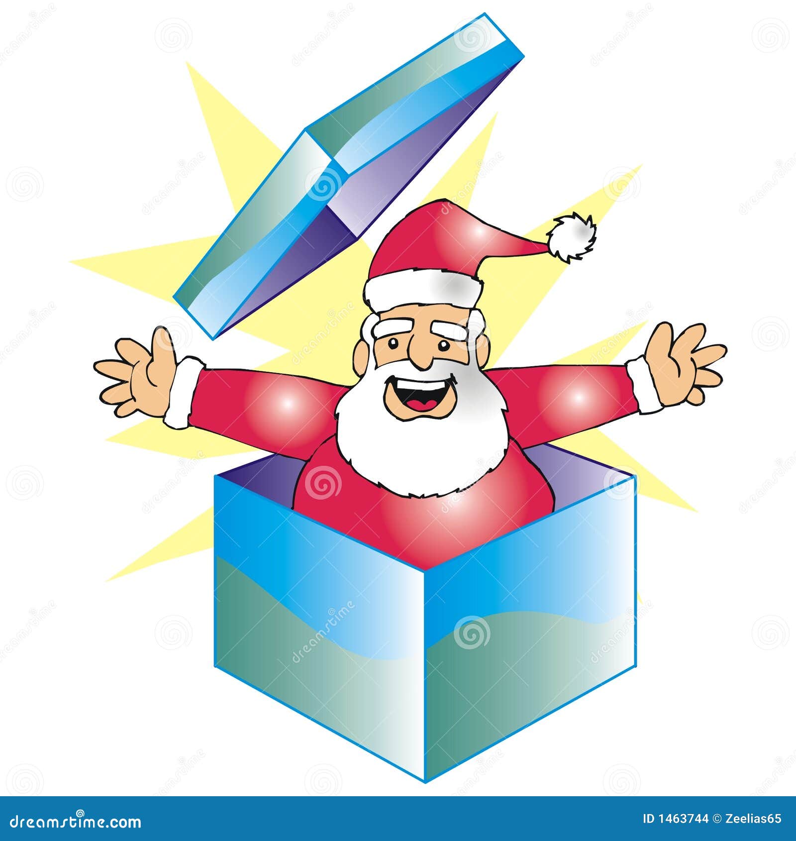 Santa claus in a box stock vector. Illustration of arms - 1463744