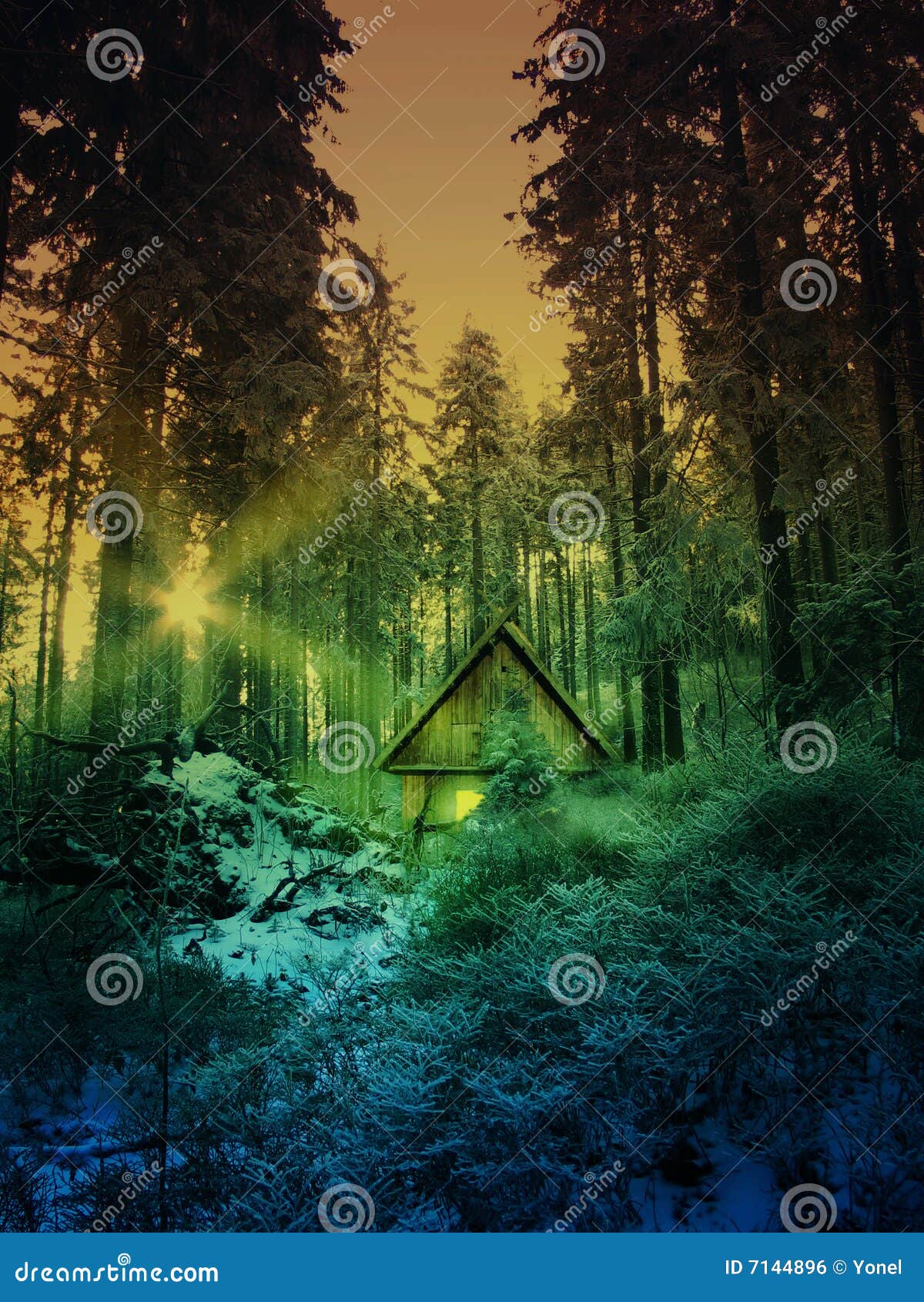 Santa Claus cabin stock photo. Image of forest, december - 7144896