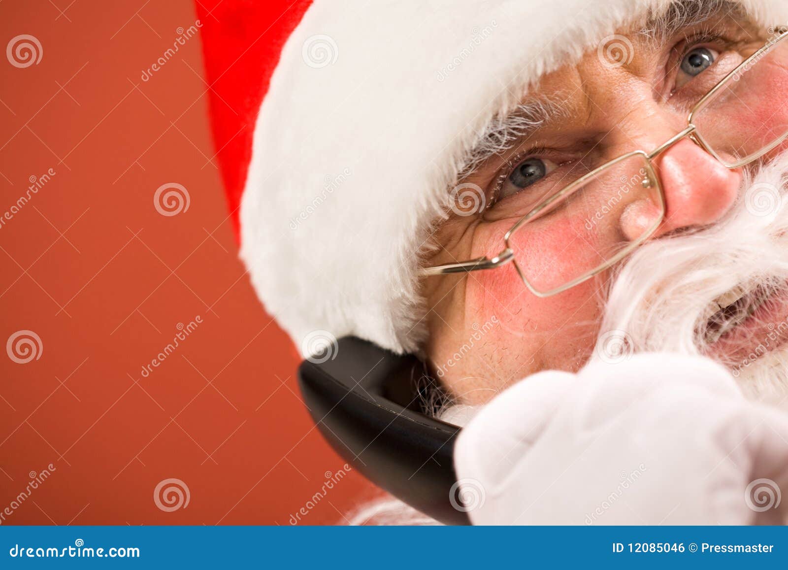 Santa Claus calling stock photo. Image of holding, hand - 12085046