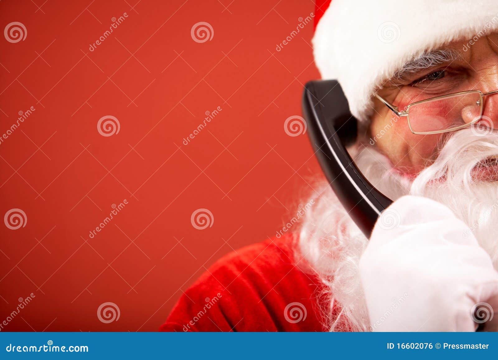 Santa Claus calling stock photo. Image of december, gloved - 16602076