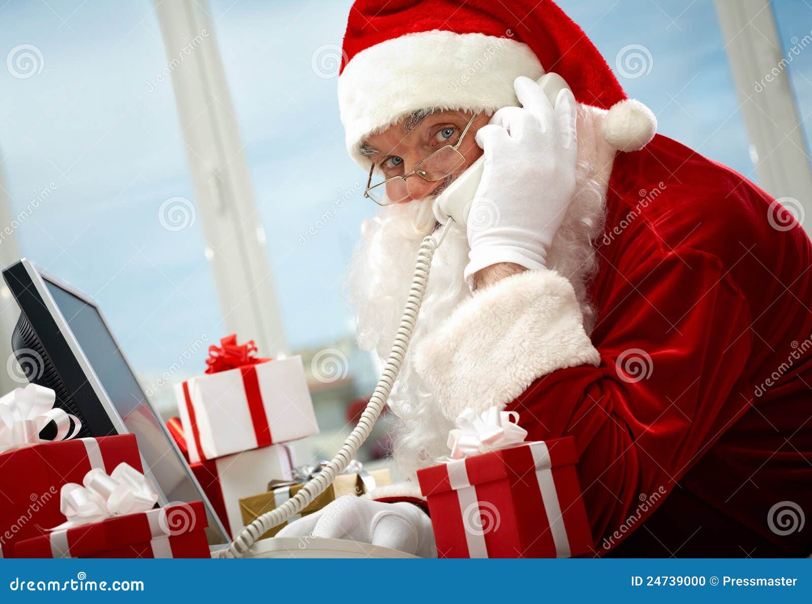 Santa Claus calling stock photo. Image of telecommunication - 24739000
