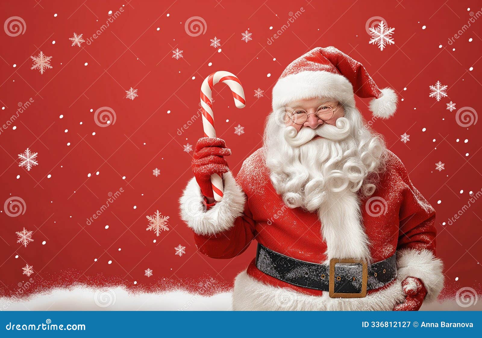 Santa Claus and Candy Cane for Christmas Card Stock Image - Image of ...