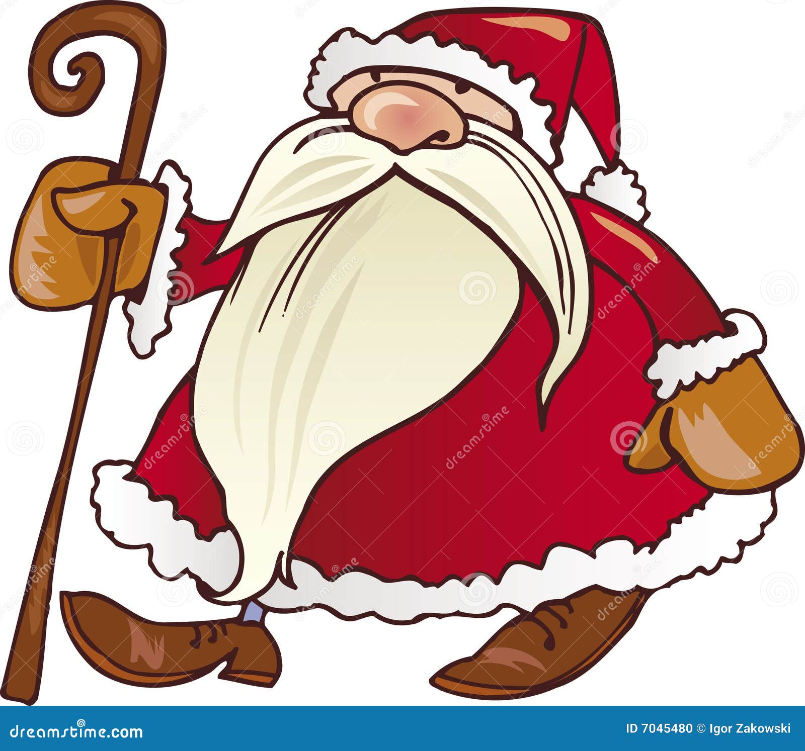 Santa claus with cane stock vector. Illustration of santa - 7045480