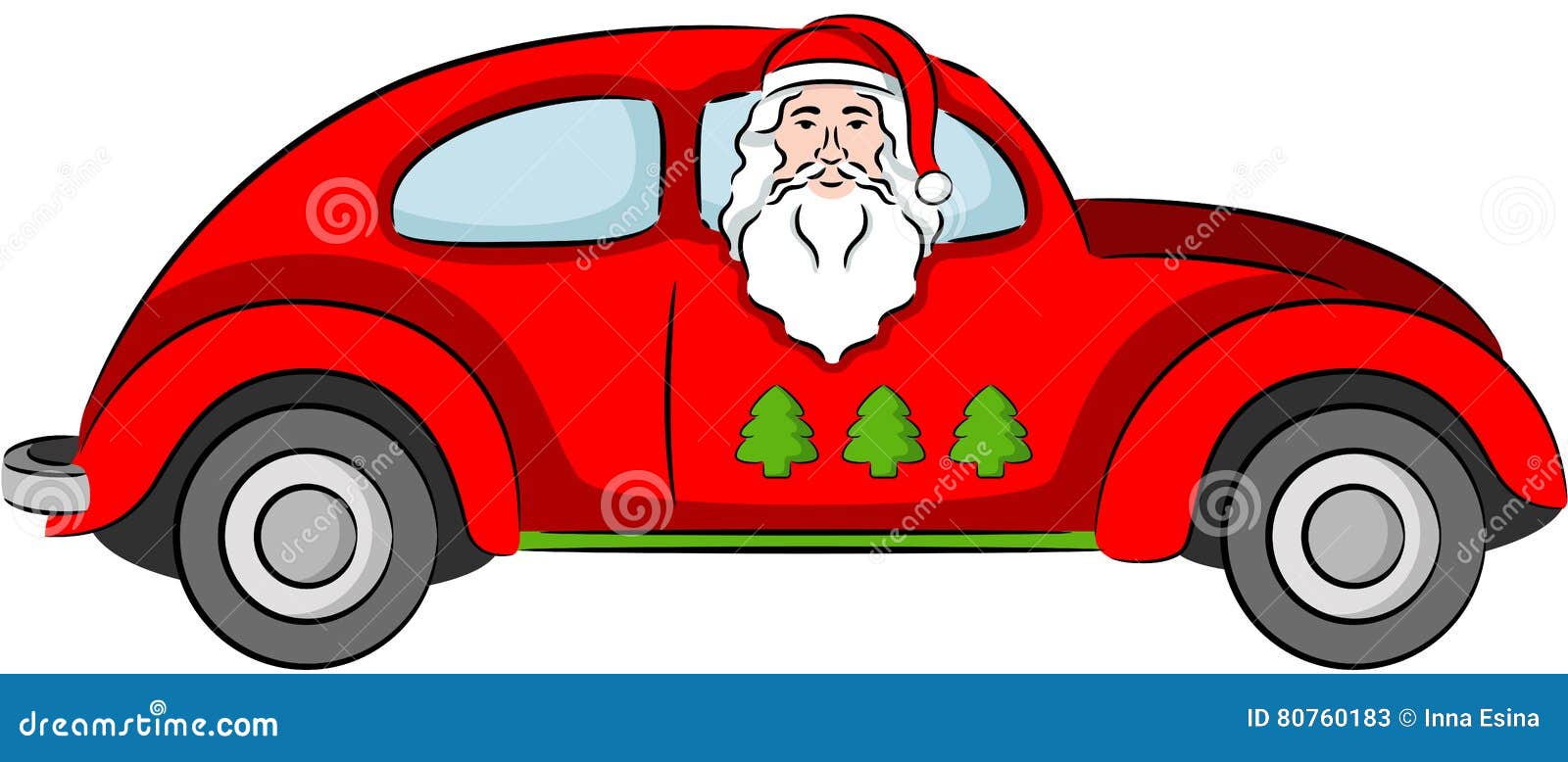 Santa Claus in Car stock vector. Illustration of vector - 80760183