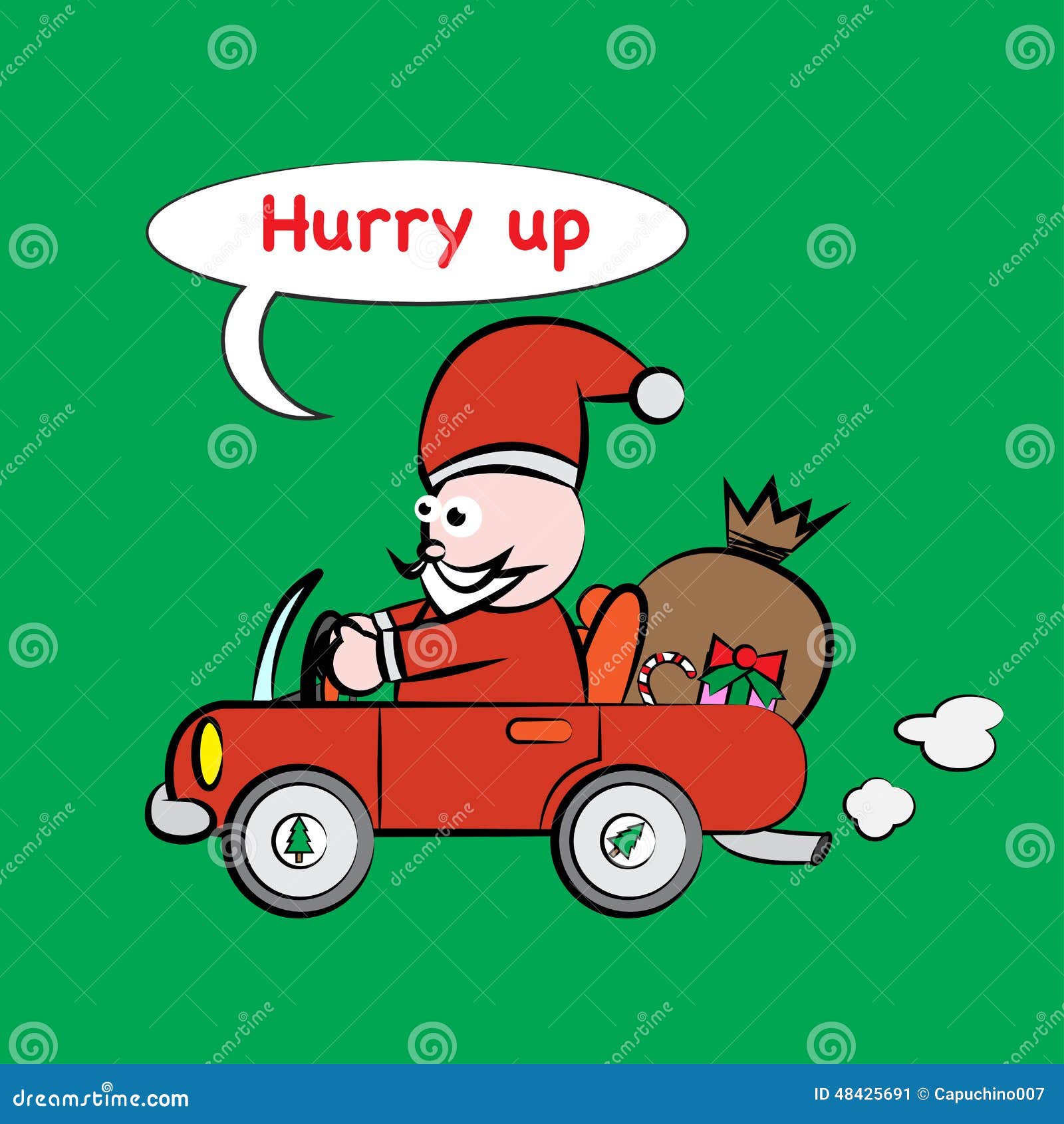 Hurry, Santa! Greeting Card Cartoon Vector | CartoonDealer.com #10547823