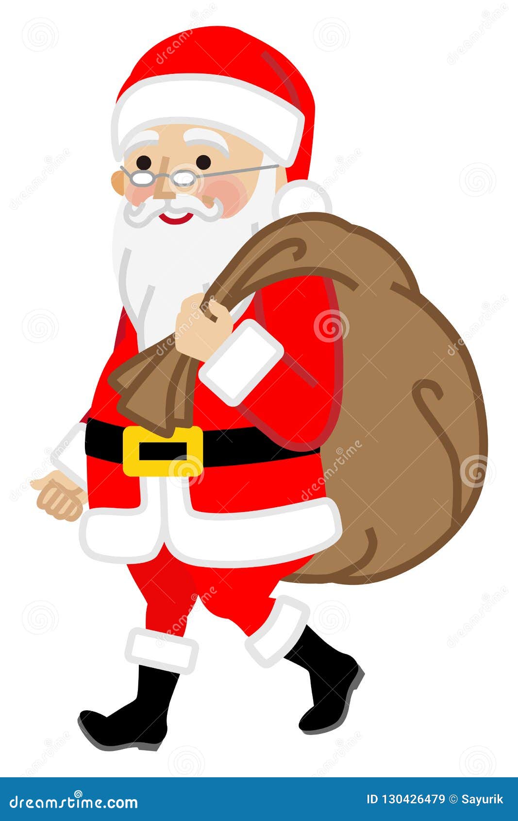 Santa Claus Carrying the Sack Stock Vector - Illustration of isolated ...