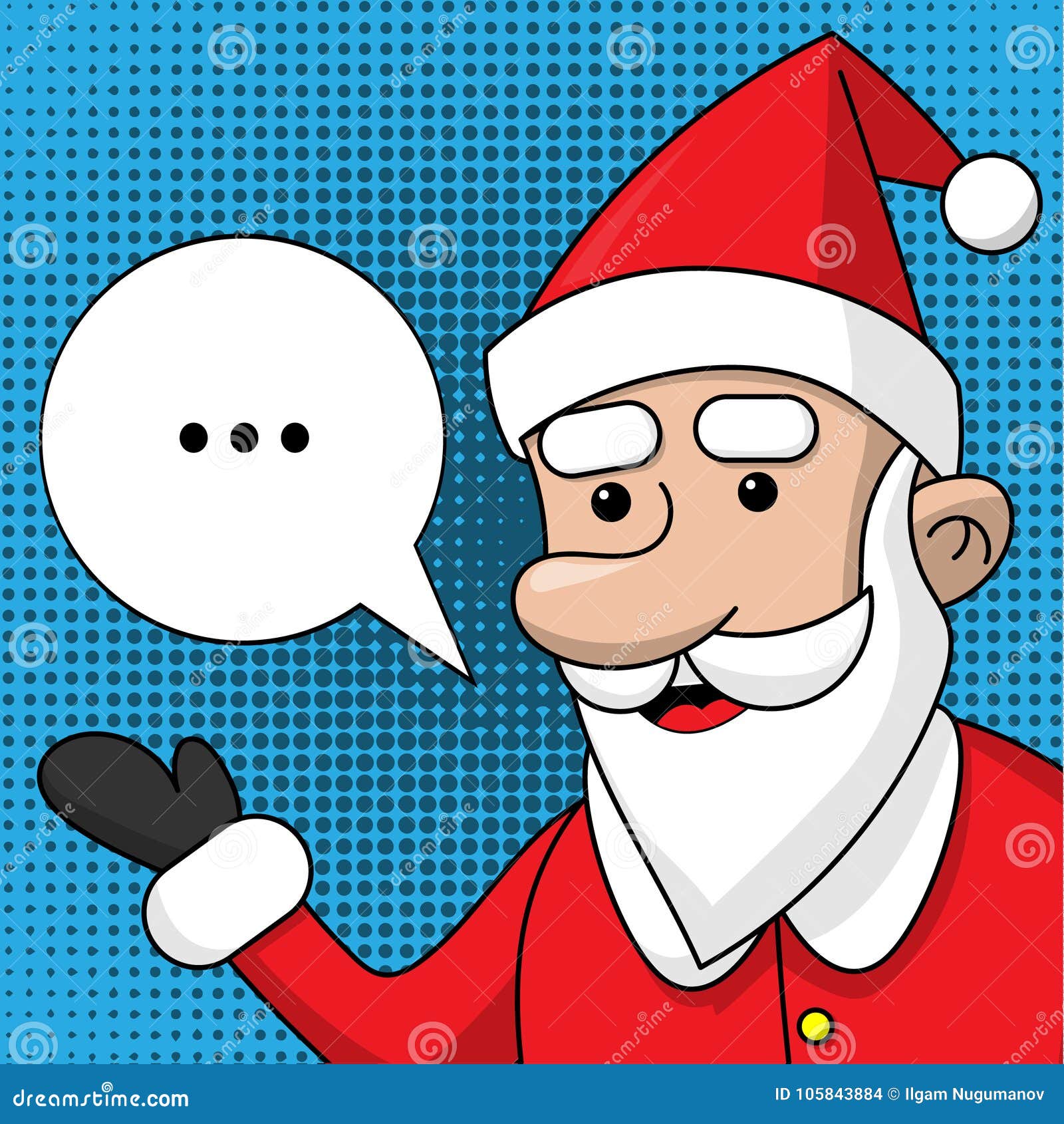 Santa Claus with Chat Cloud for Your Text.Blue Dot Stock Vector ...