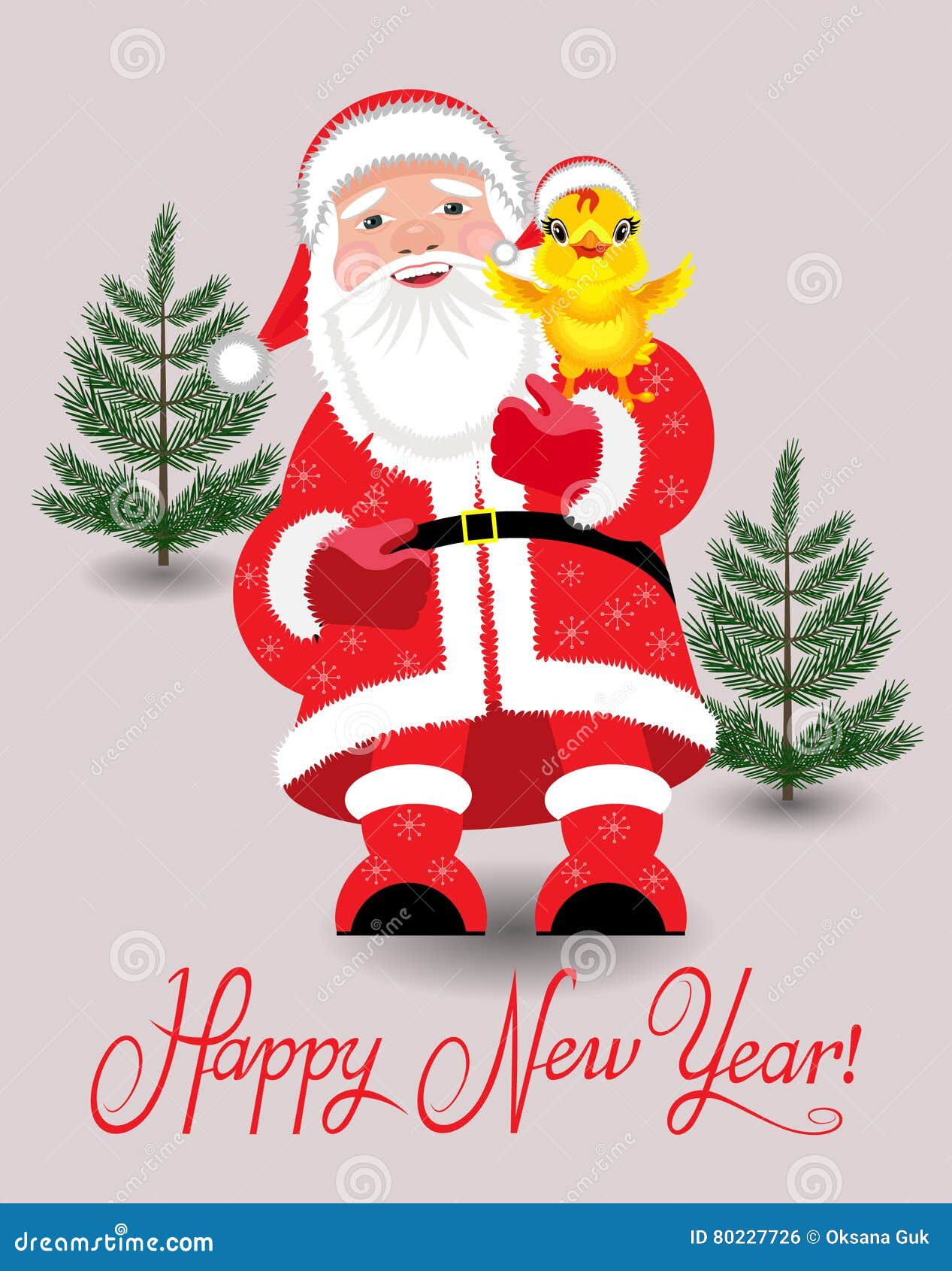 Santa Claus and chicken. stock vector. Illustration of claus - 80227726