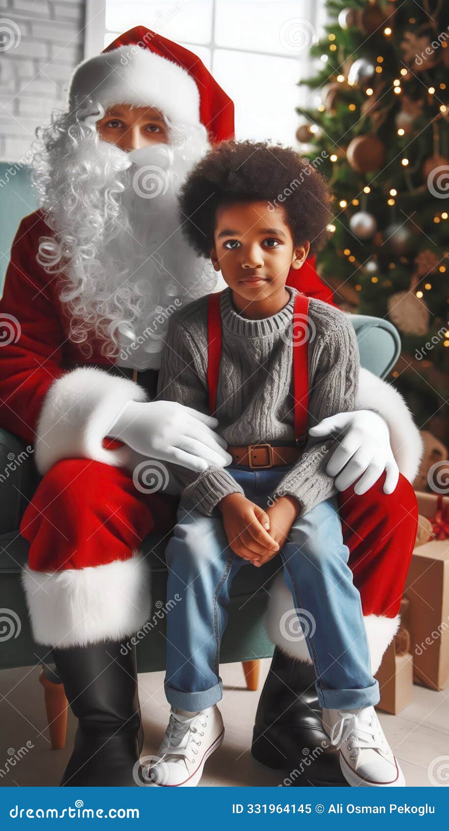 Santa Claus and Child on Knee Stock Illustration - Illustration of ...