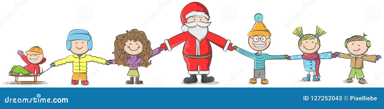 Santa Claus with Children Vector Stock Illustration - Illustration of ...