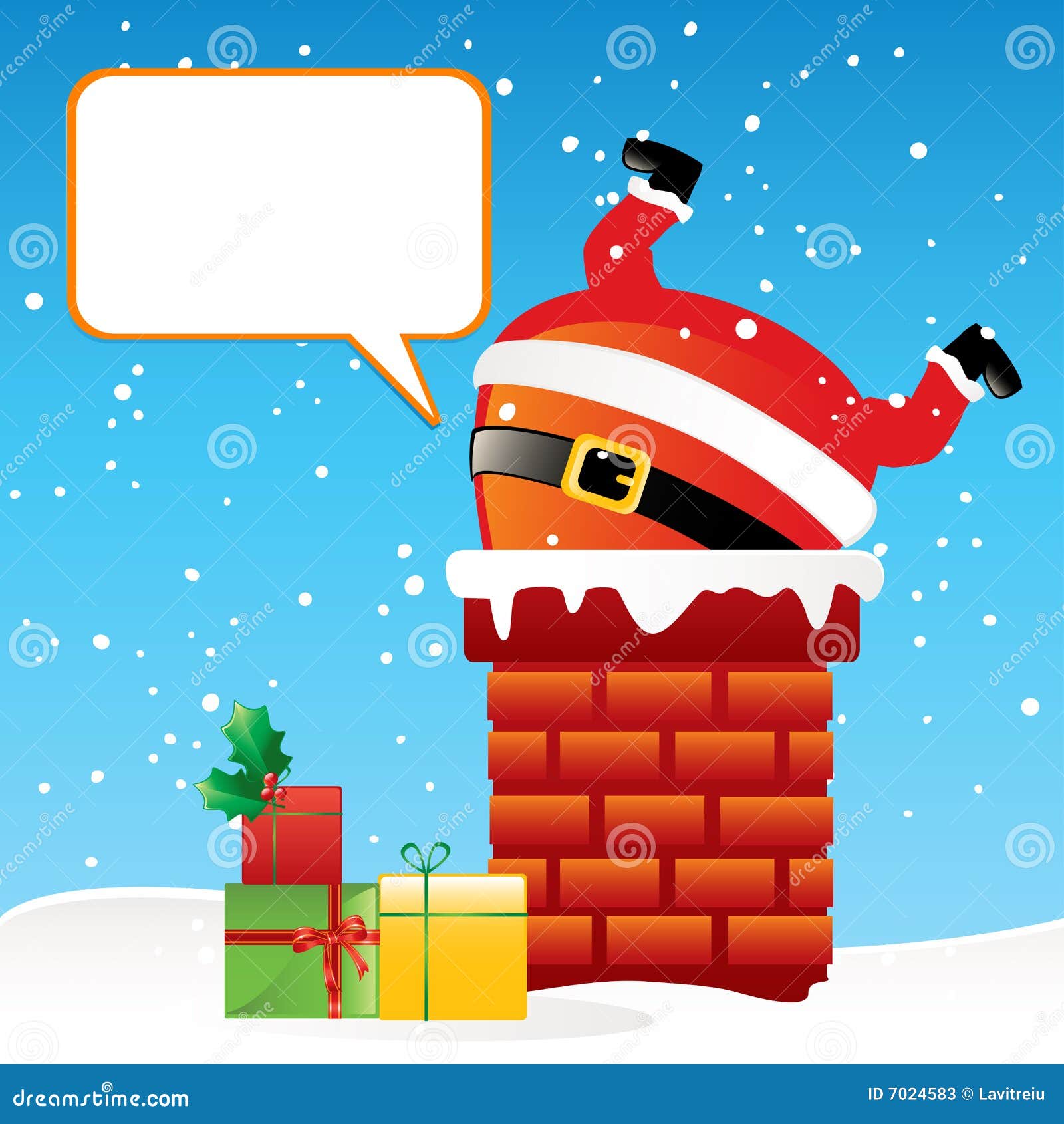Santa Claus in the chimney stock vector. Image of green - 7024583