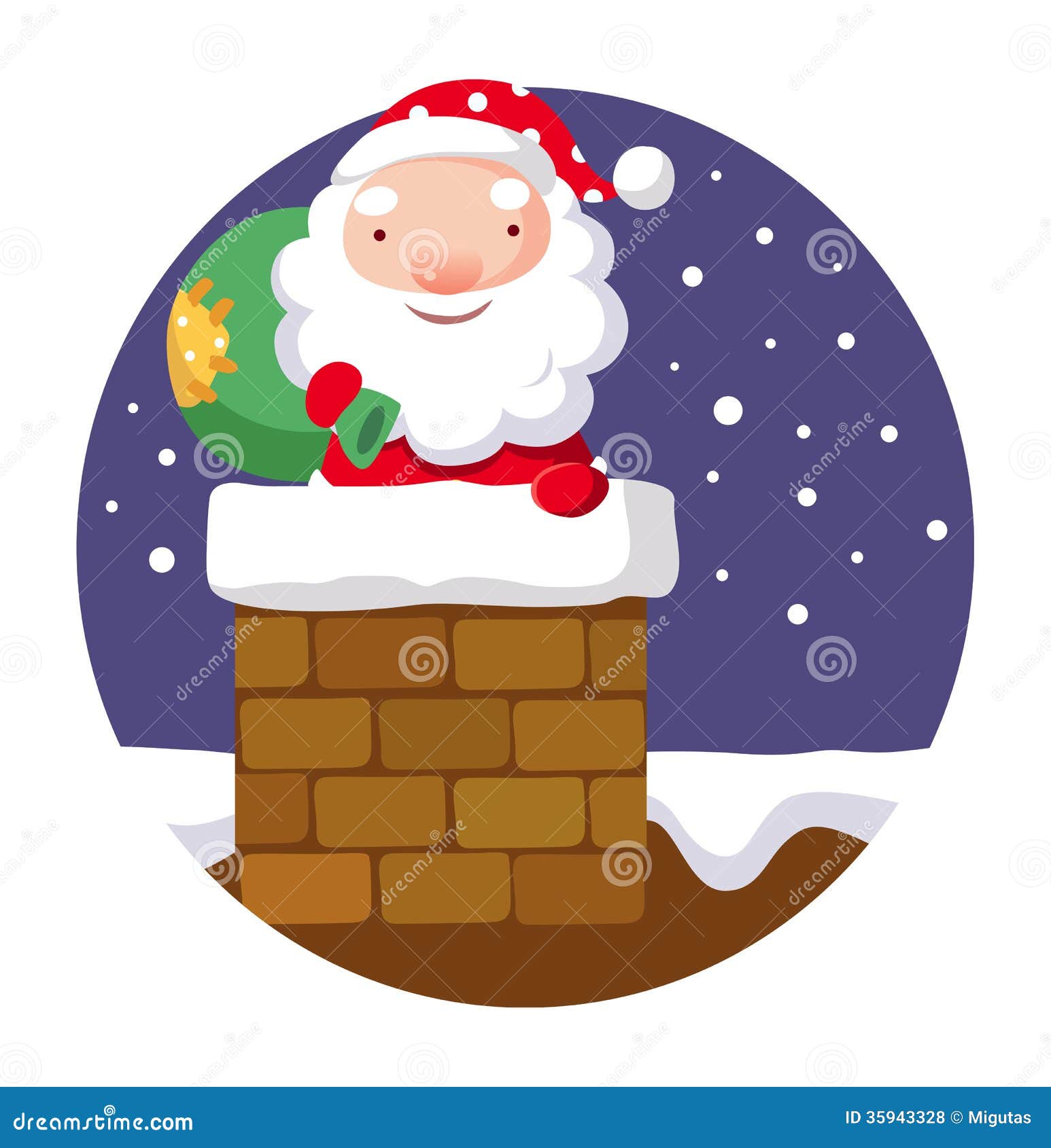 Santa Claus in chimney stock vector. Illustration of decoration - 35943328