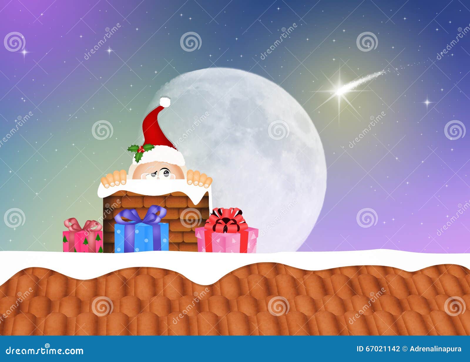 Santa Claus in the chimney stock illustration. Illustration of event ...