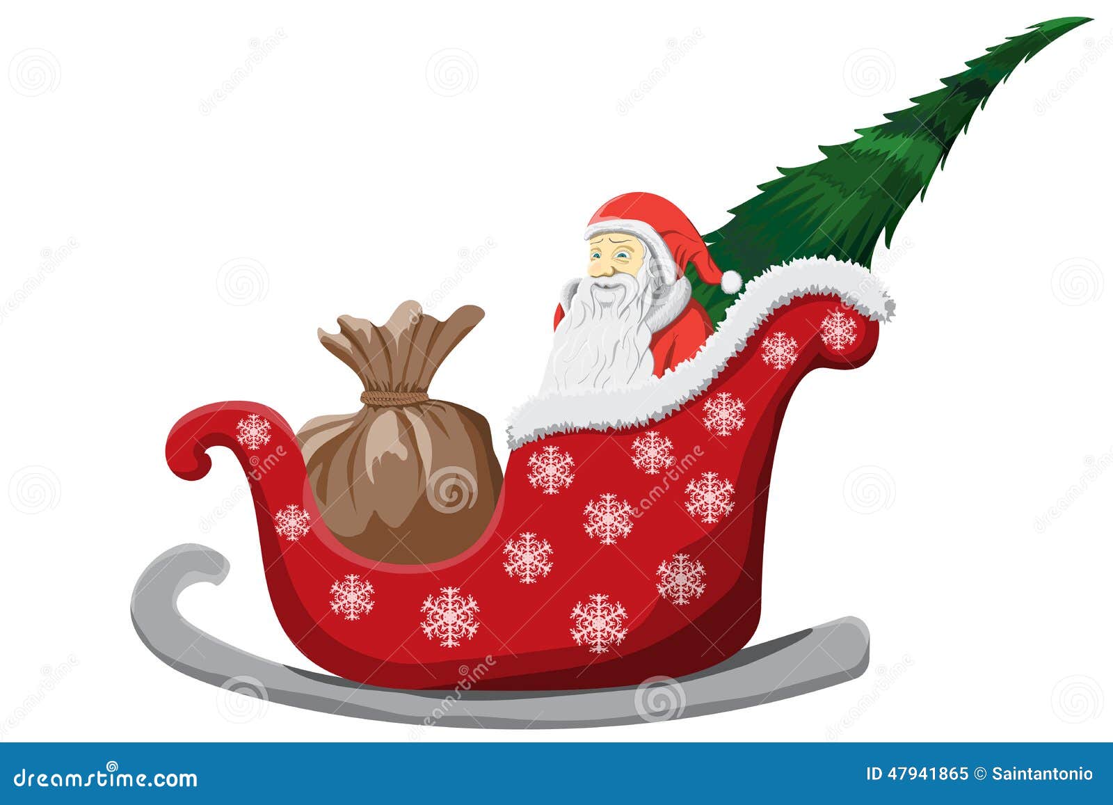 Santa Claus Christmas Sledge Isolated on White Background Stock Vector ...