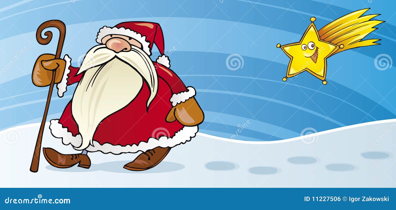 Santa Claus with Christmas Star Card Stock Vector - Illustration of ...