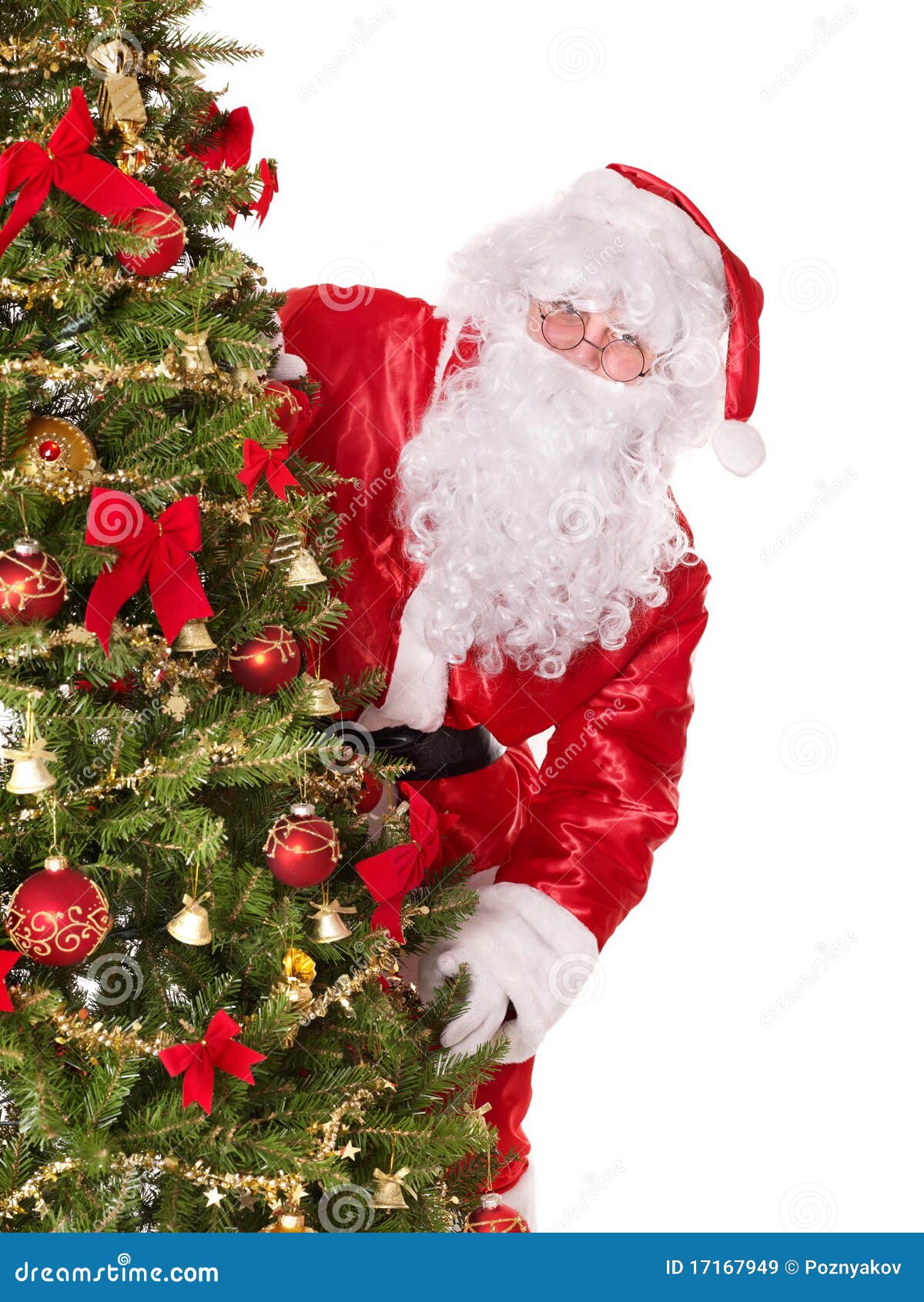 Santa Claus by Christmas Tree. Stock Image - Image of tree, person ...