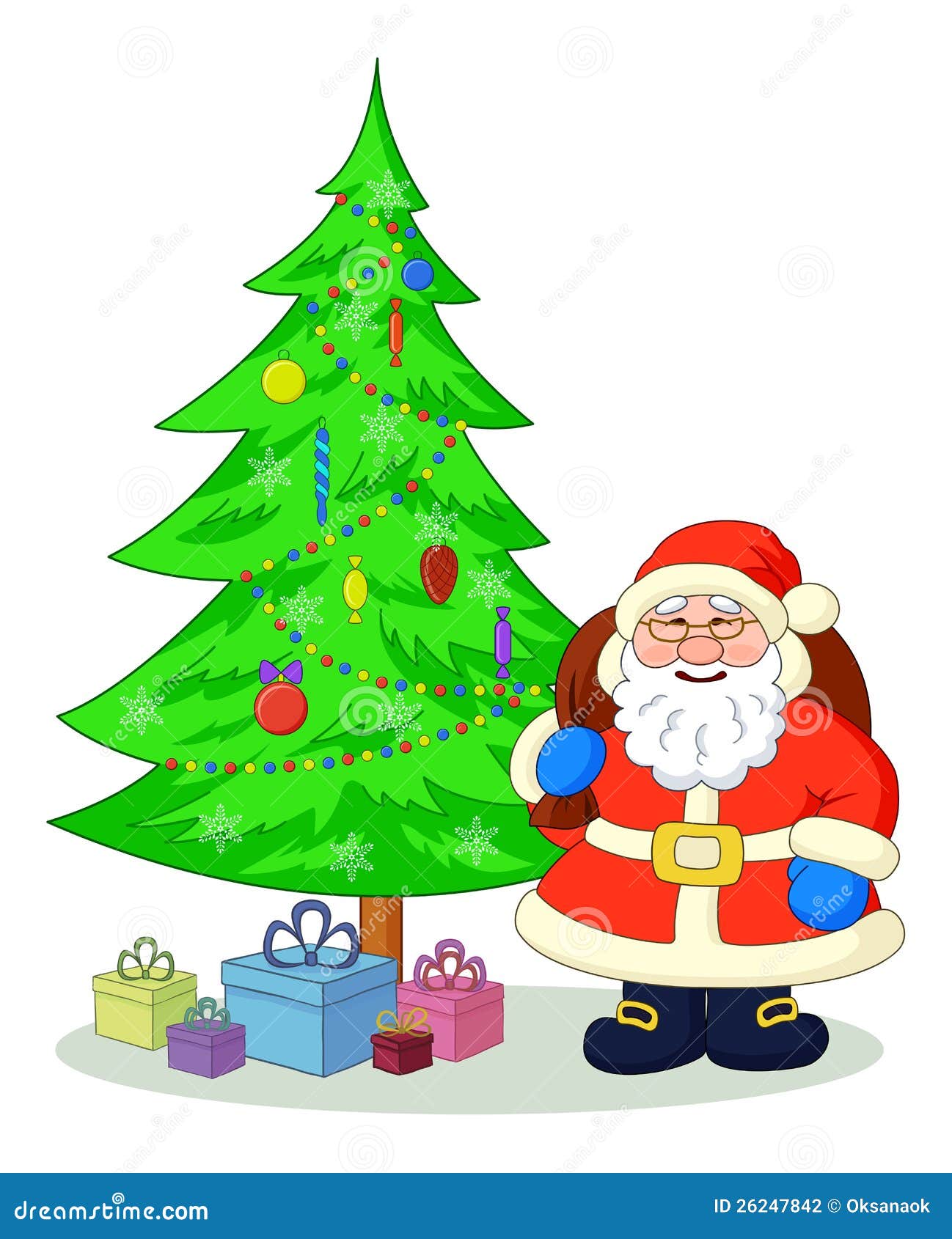 Santa Claus and Christmas Tree Stock Vector - Illustration of claus ...