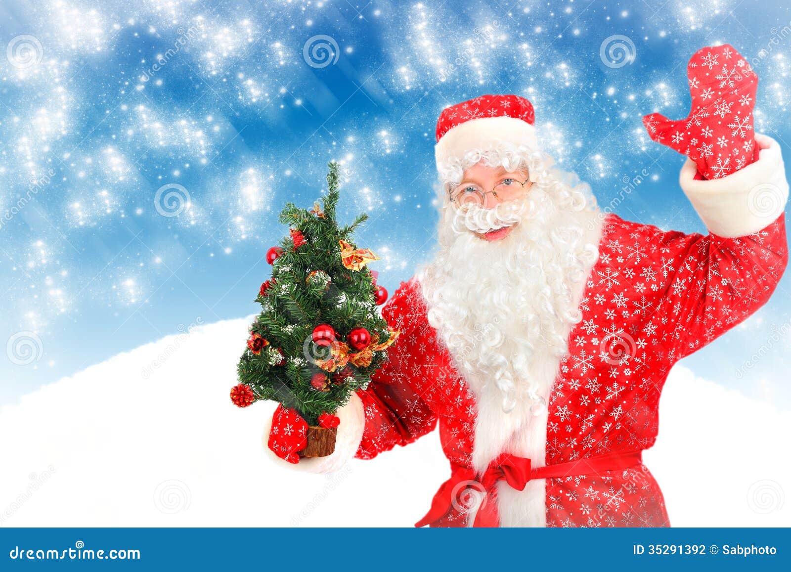 Santa Claus with Christmas Tree Stock Photo - Image of tree, white ...