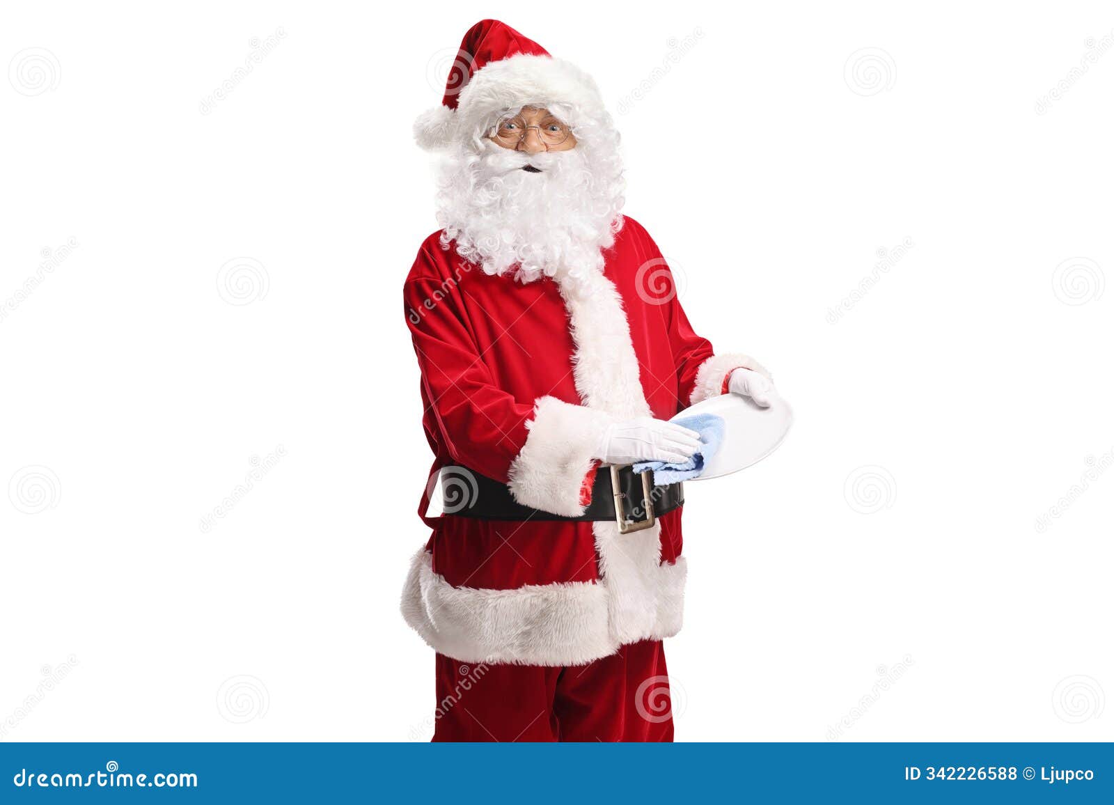 Santa Claus Cleaning a Plate Stock Photo - Image of season, isolated ...