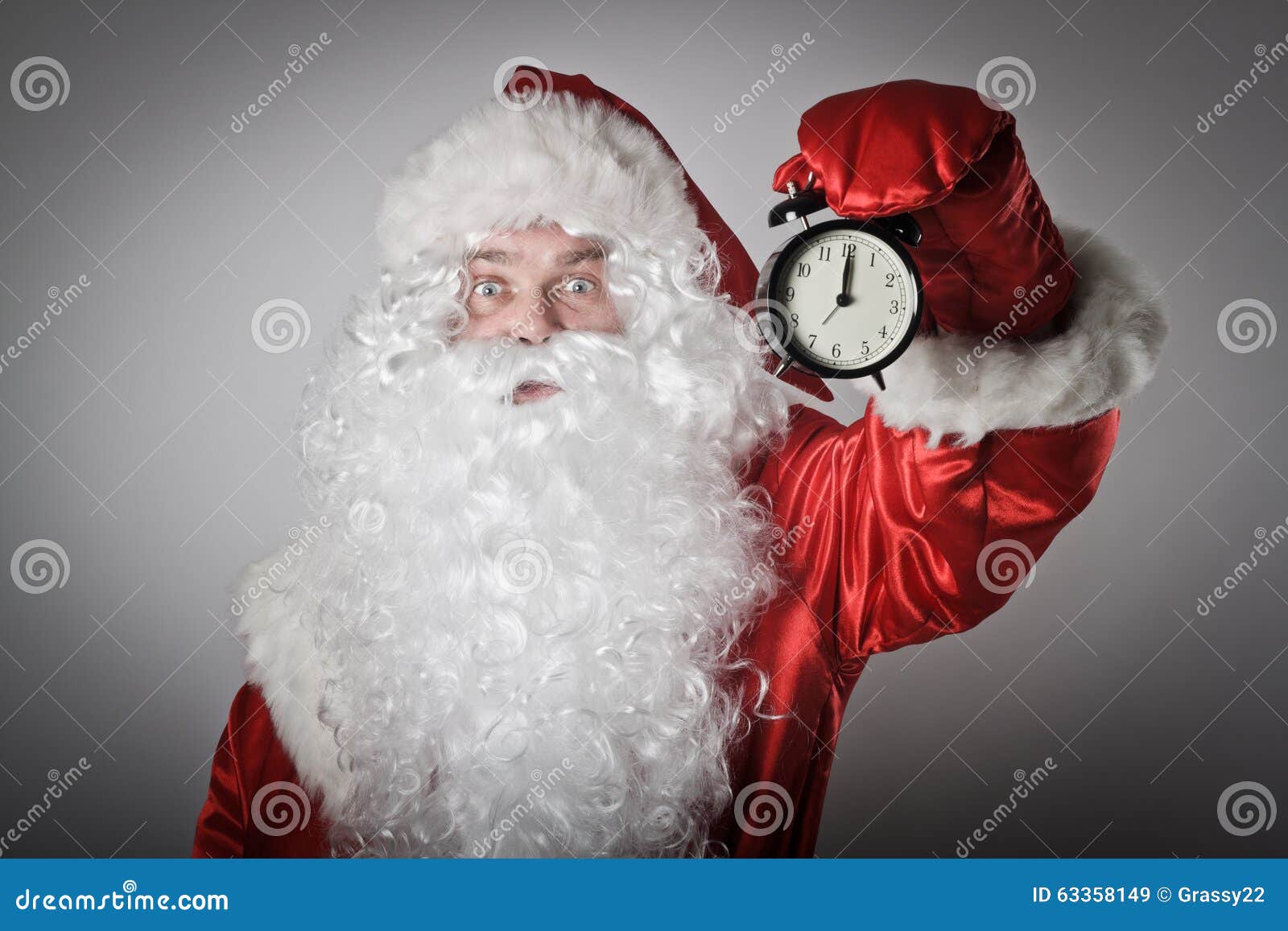 Santa Claus and a clock stock image. Image of moment - 63358149