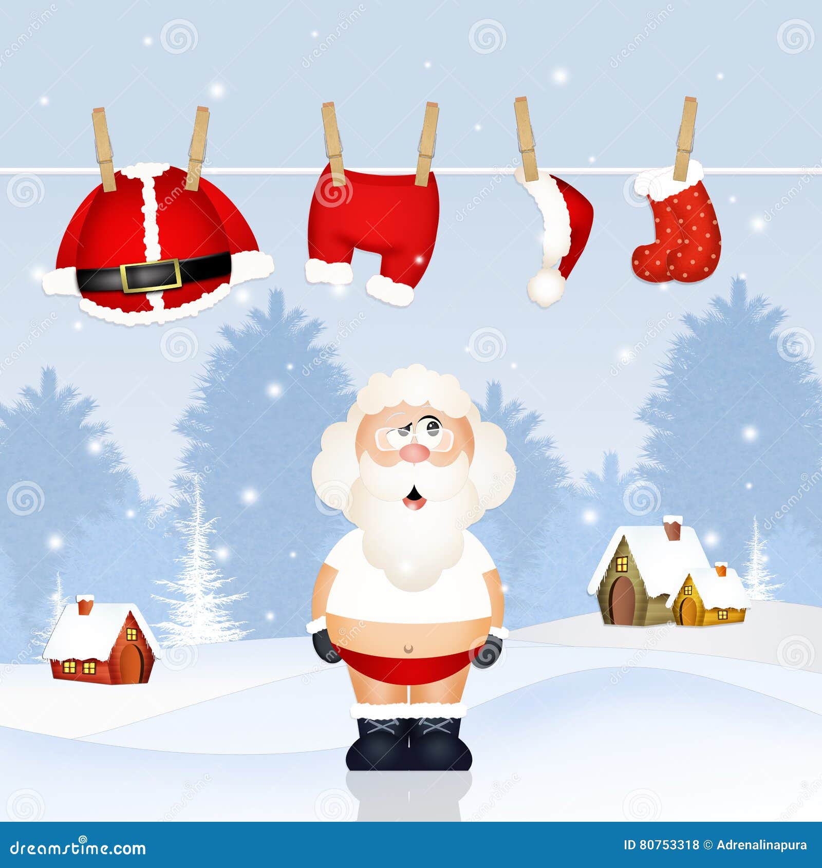 Santa Claus without Clothes Stock Illustration - Illustration of ...