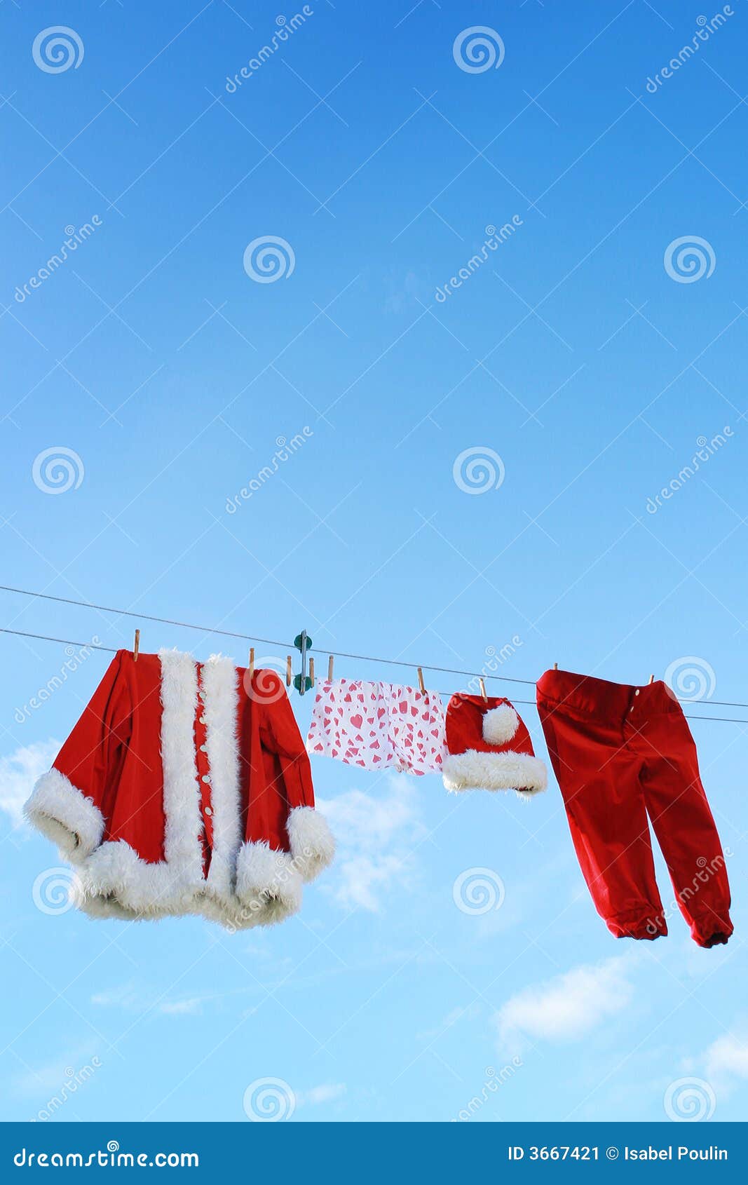 Santa Claus Clothes on Line Stock Image - Image of outside, blue: 3667421