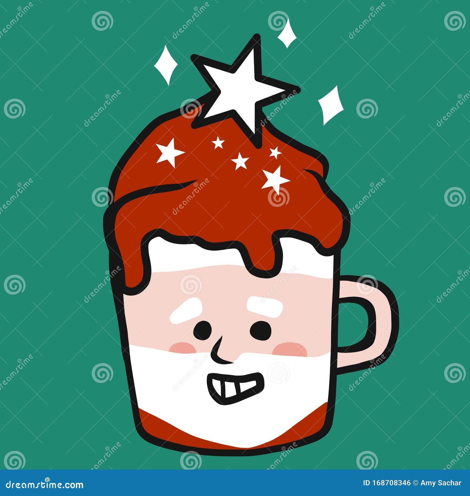 Santa Claus Coffee Cup Cartoon Illustration Stock Vector - Illustration ...