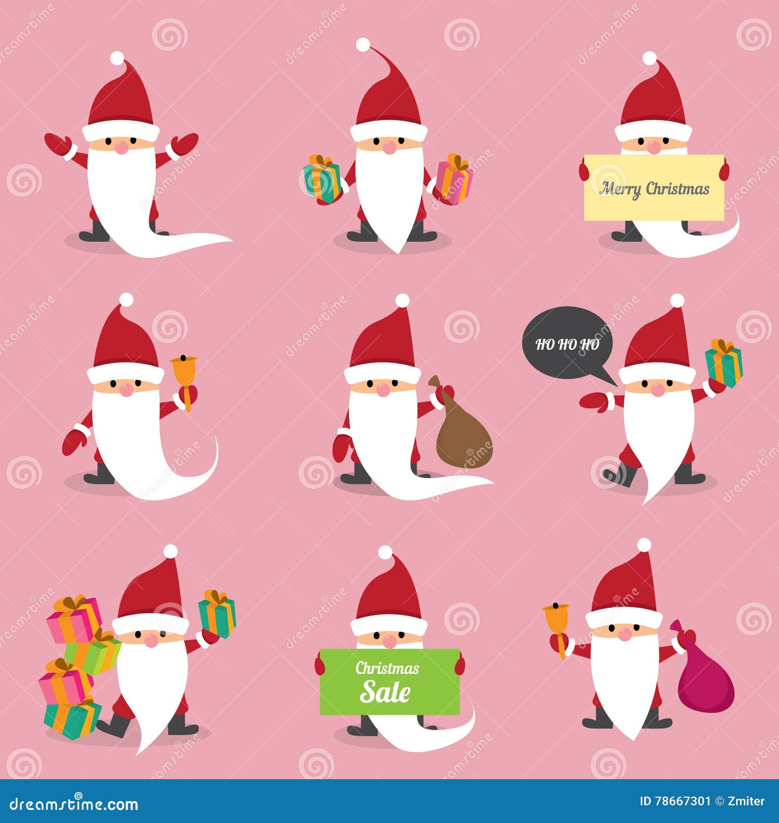 Santa Claus Collection Vector Illustration Stock Vector Illustration
